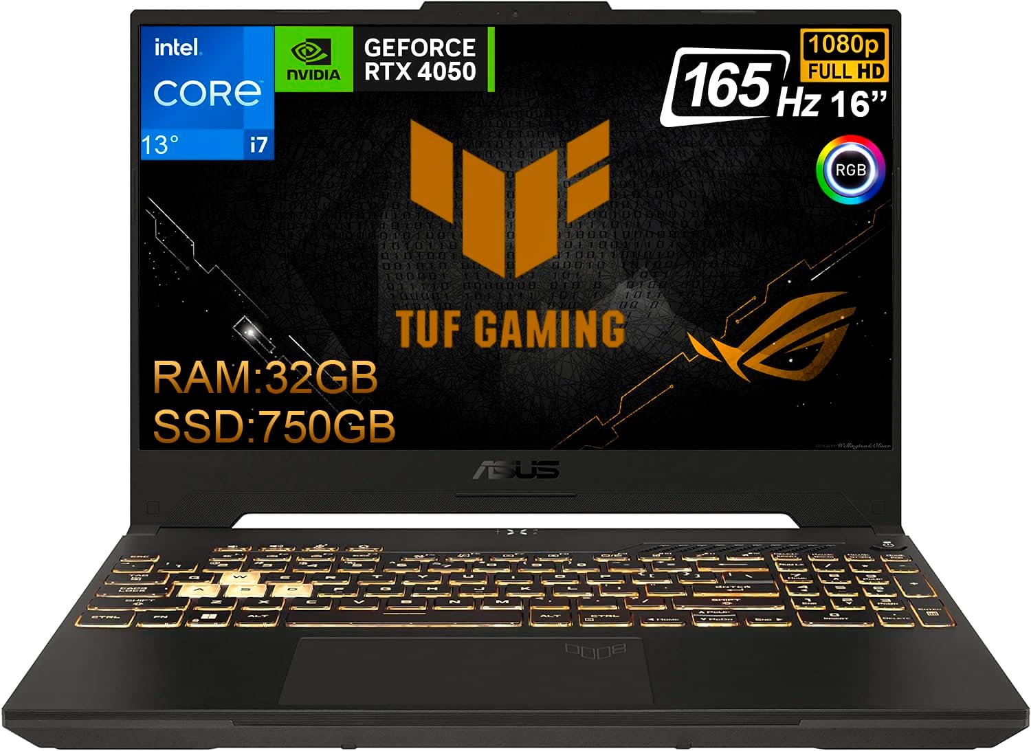 ASUS TUF Gaming F16, Notebook Display 16" FHD AG, 165Hz, Intel Core 13e ...