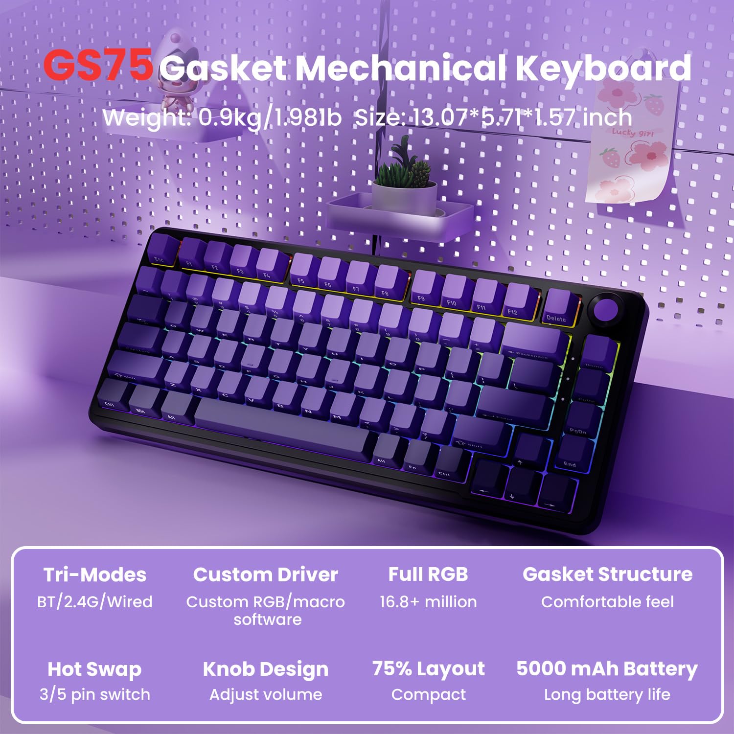 Snapklik.com : SEUNKWANG EWEADN GS75 Wireless Mechanical Keyboard ASMR ...