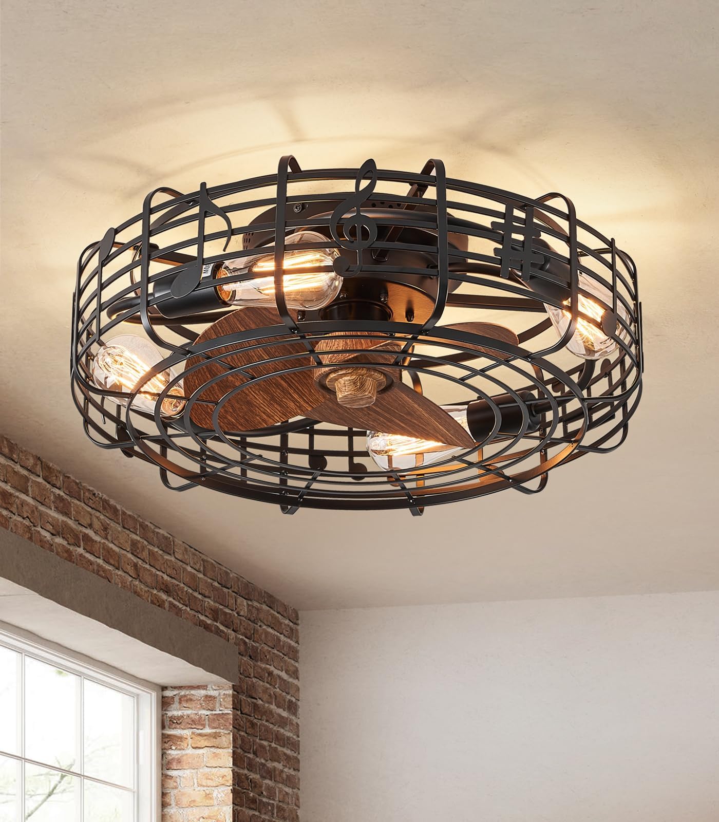 Siljoy Caged Ceiling Fans with Lights and Remote, 20" Flush Mount ...