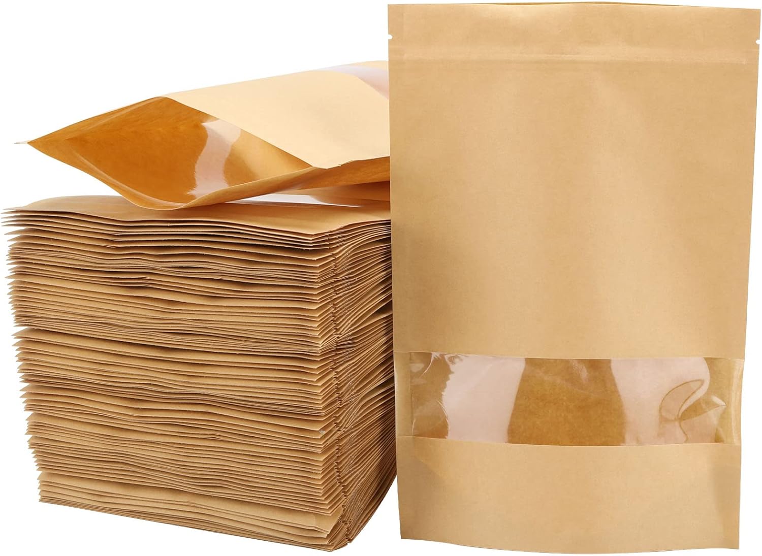 Amazon.com: Tecbeauty 100pcs Kraft Paper Stand Up Pouches Zipper Lock ...