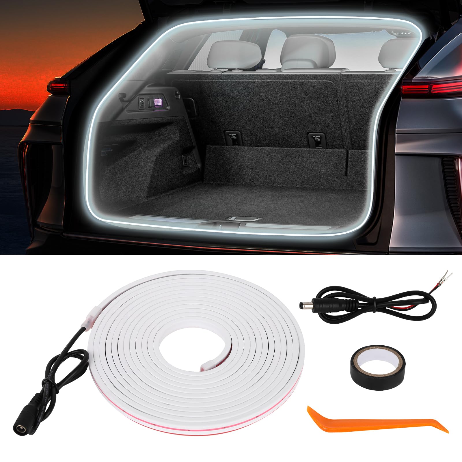 Amazon.com: Car LED Strip Lights - Trunk Cargo Ambient Lighting, White ...