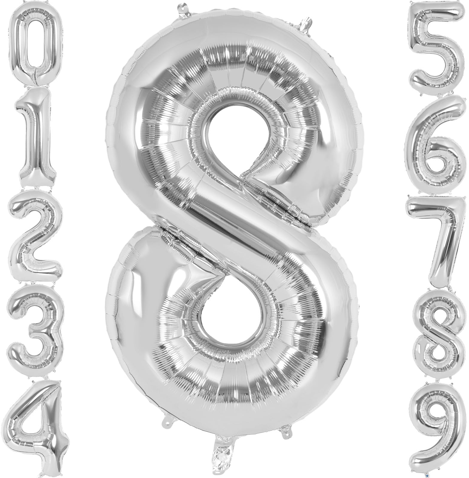 Amazon.com: Silver Number 8 Balloon 40 Inch, Big Large Foil Helium ...