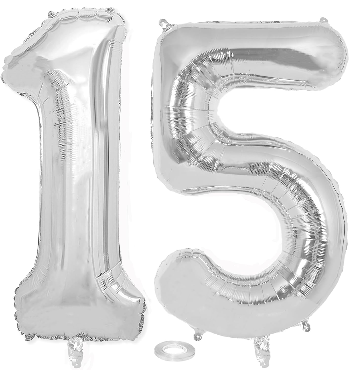 Amazon.com: 40 Inch Silver Large 15 Number Balloons Big Number 15 ...