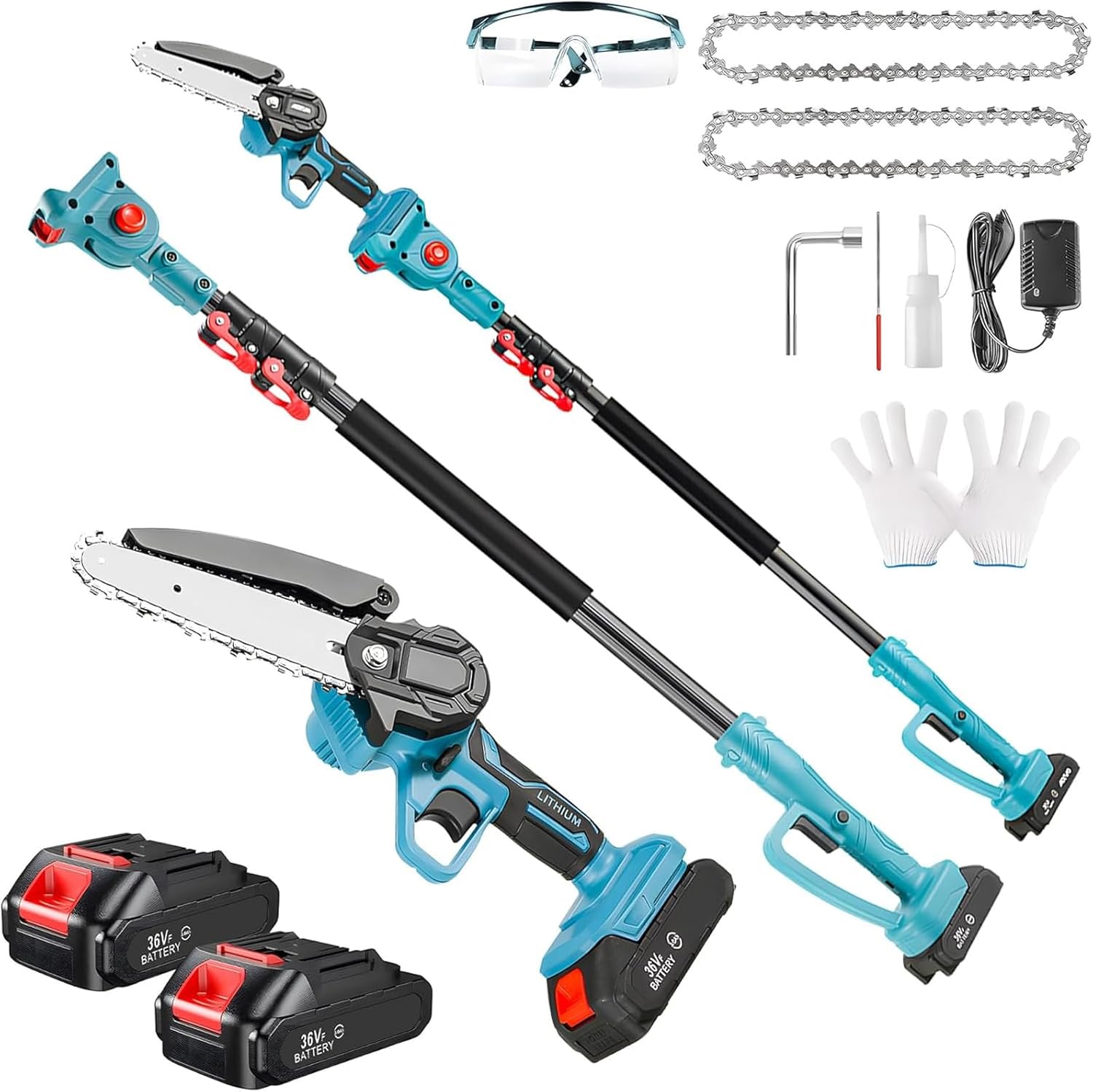 Amazon.com : 2-IN-1 Cordless Pole Saw & Mini Chainsaw, 6 Inch Brushless ...