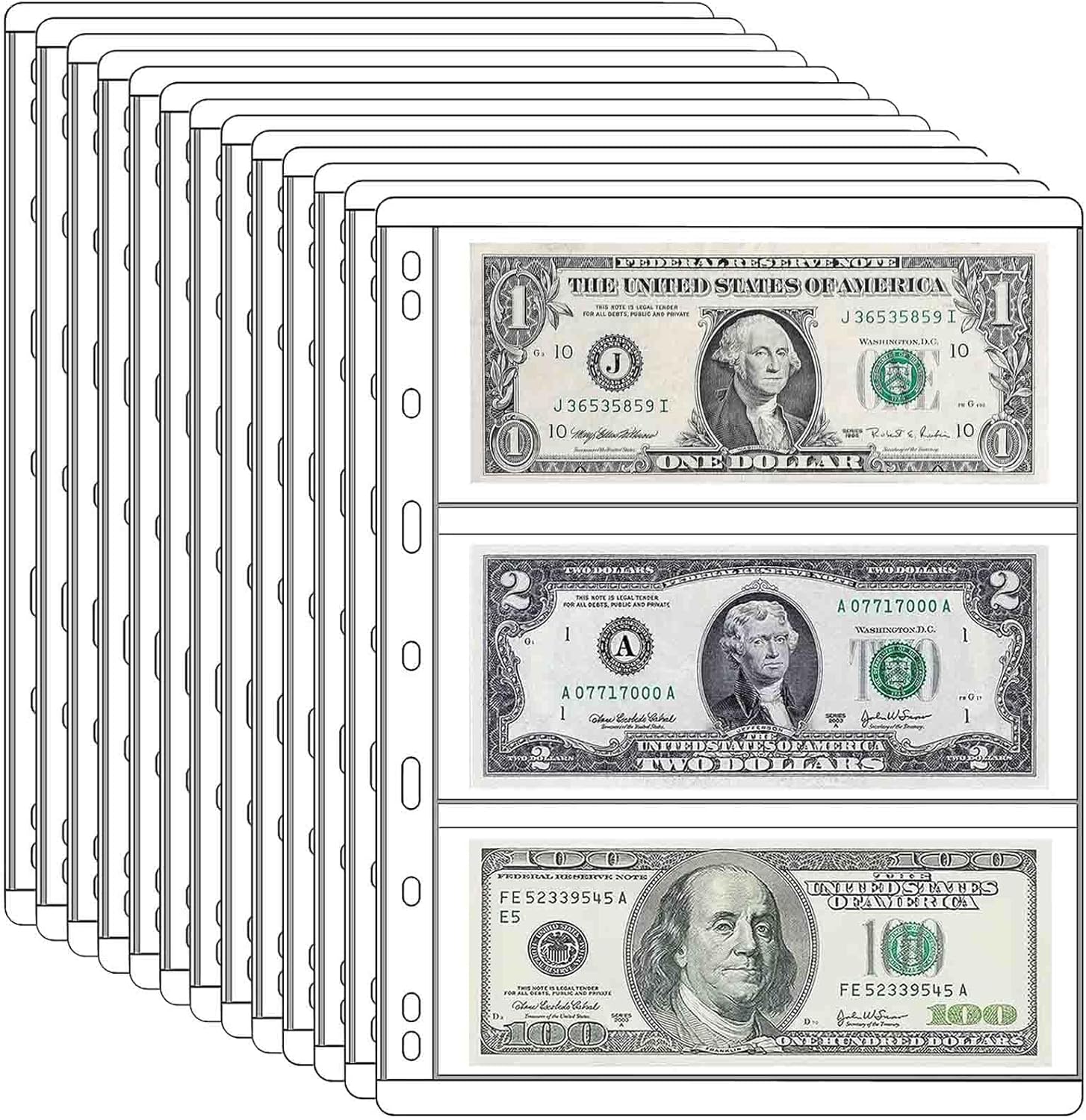 Amazon.com : 20 Sheets Currency Sleeves Paper Money Collection Supplies ...