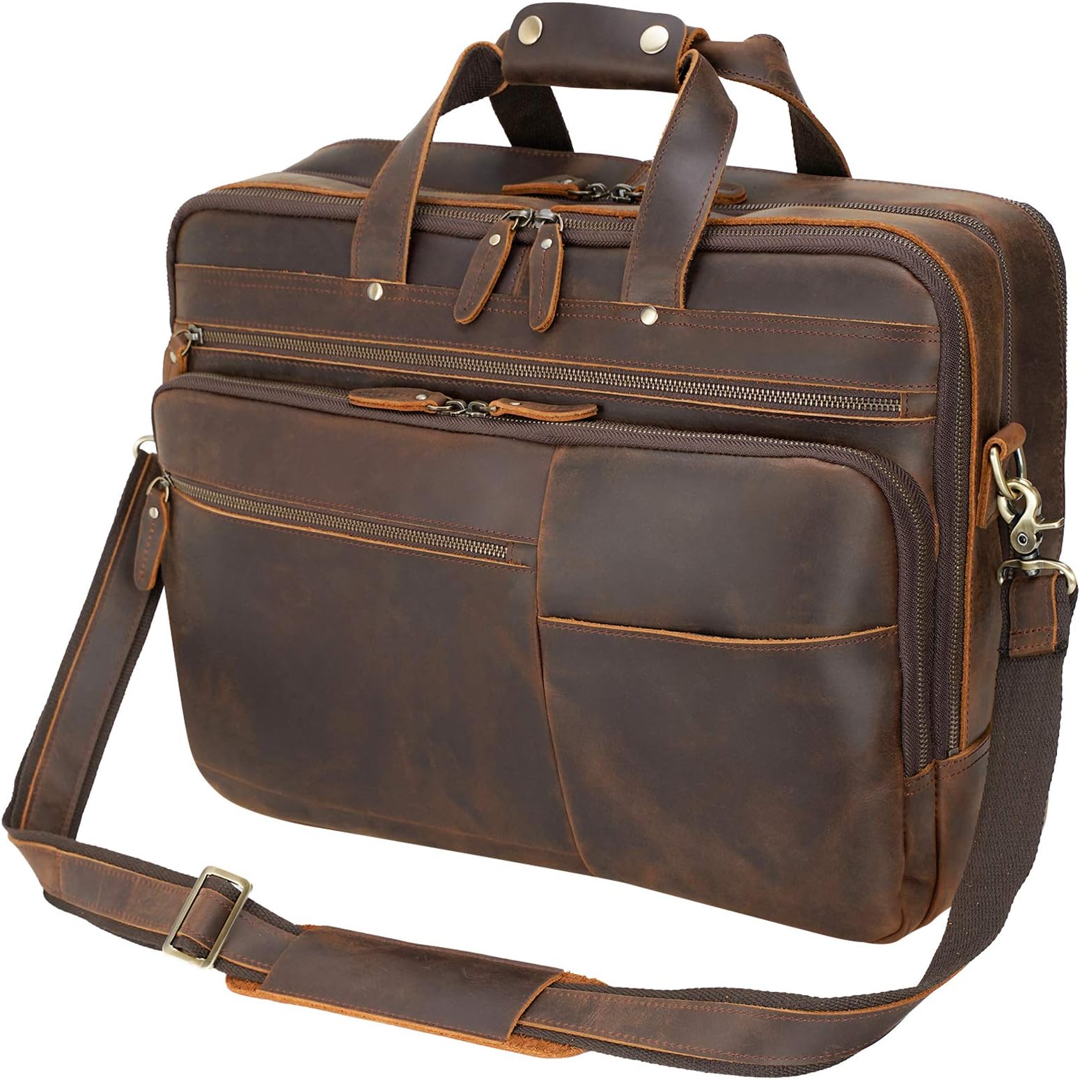 Amazon.com: Luxorro Full Grain Leather Briefcase for Men, Top Choice ...