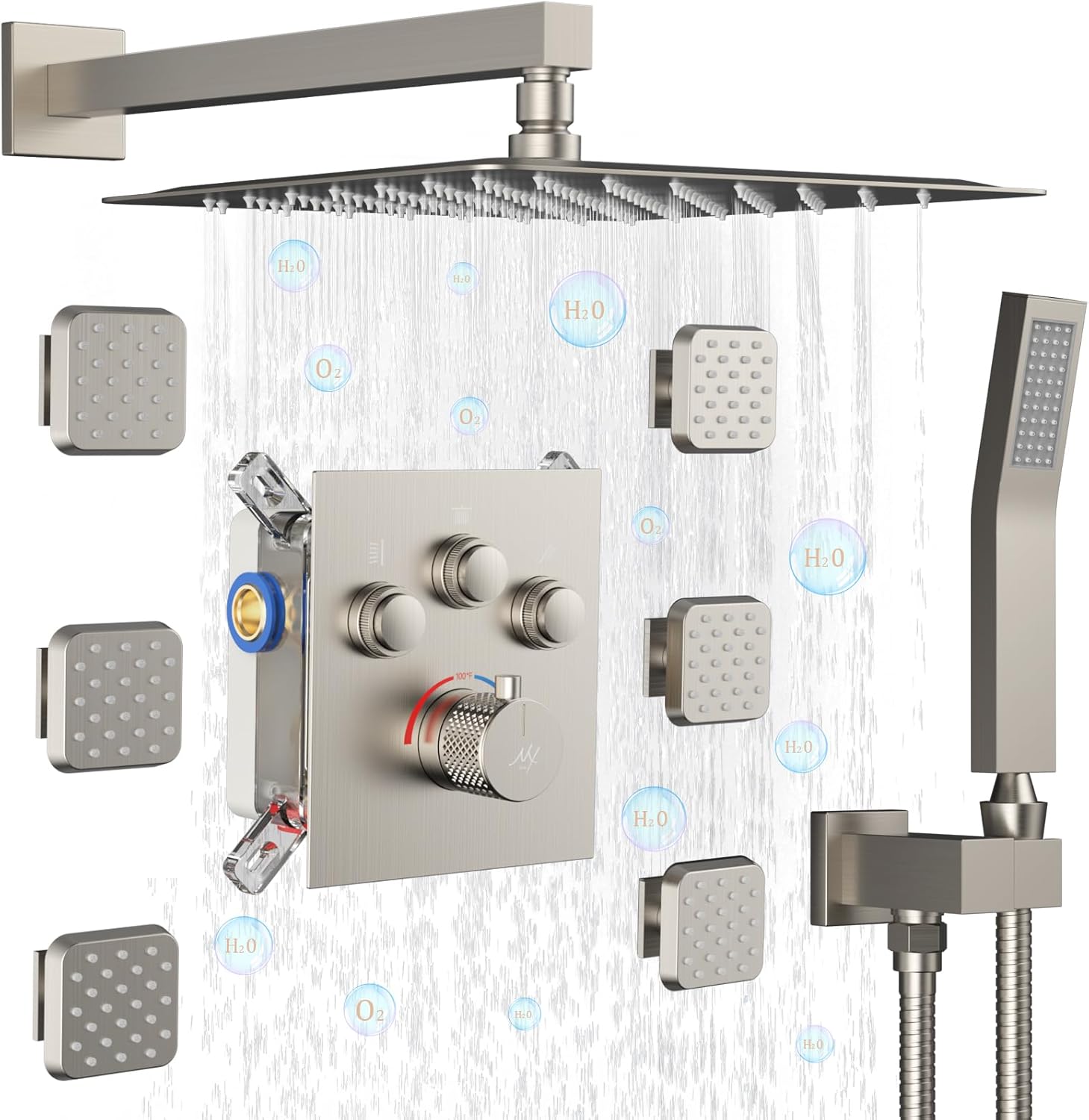 HYM Shower System with Body Spray Jets,12 Inch Rain Shower Jets System ...