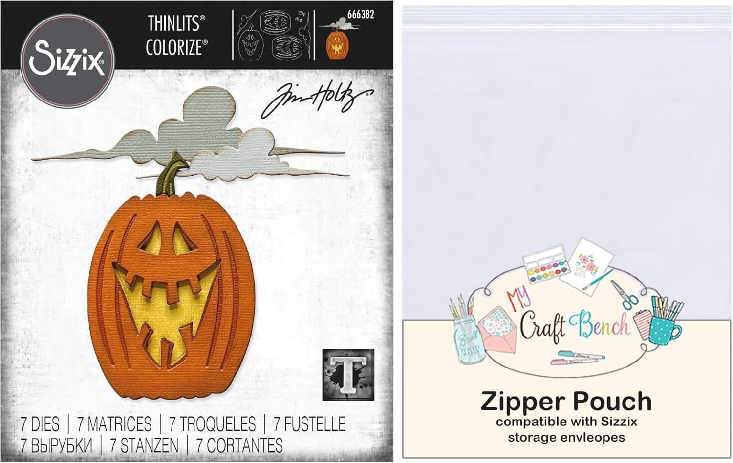 Amazon.com : Tim Holtz Sizzix Thinlits Die Set Edison Colorize Pumpkin Bundle with My Craft ...