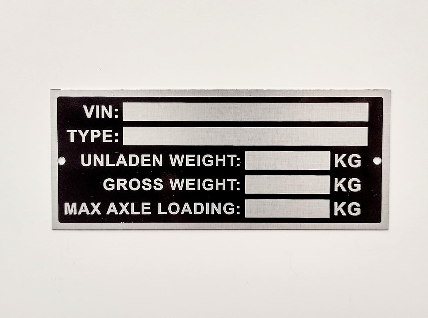 Trailer Caravan Vehicle Blank VIN & Weight Chassis Plate 120mm x 45mm ...