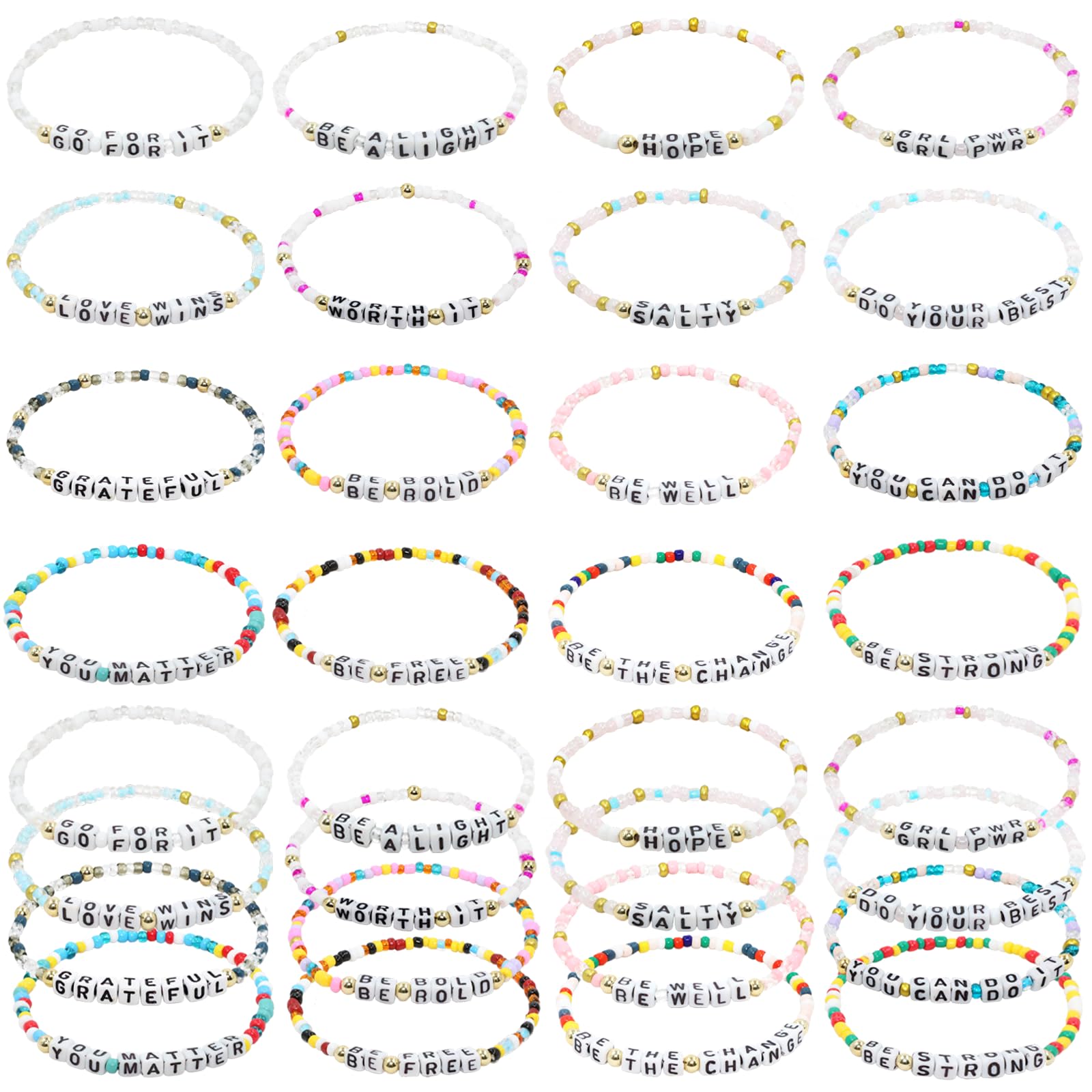 Amazon.com: yesaior 64pcs Motivational Quote beaded Bracelets ...