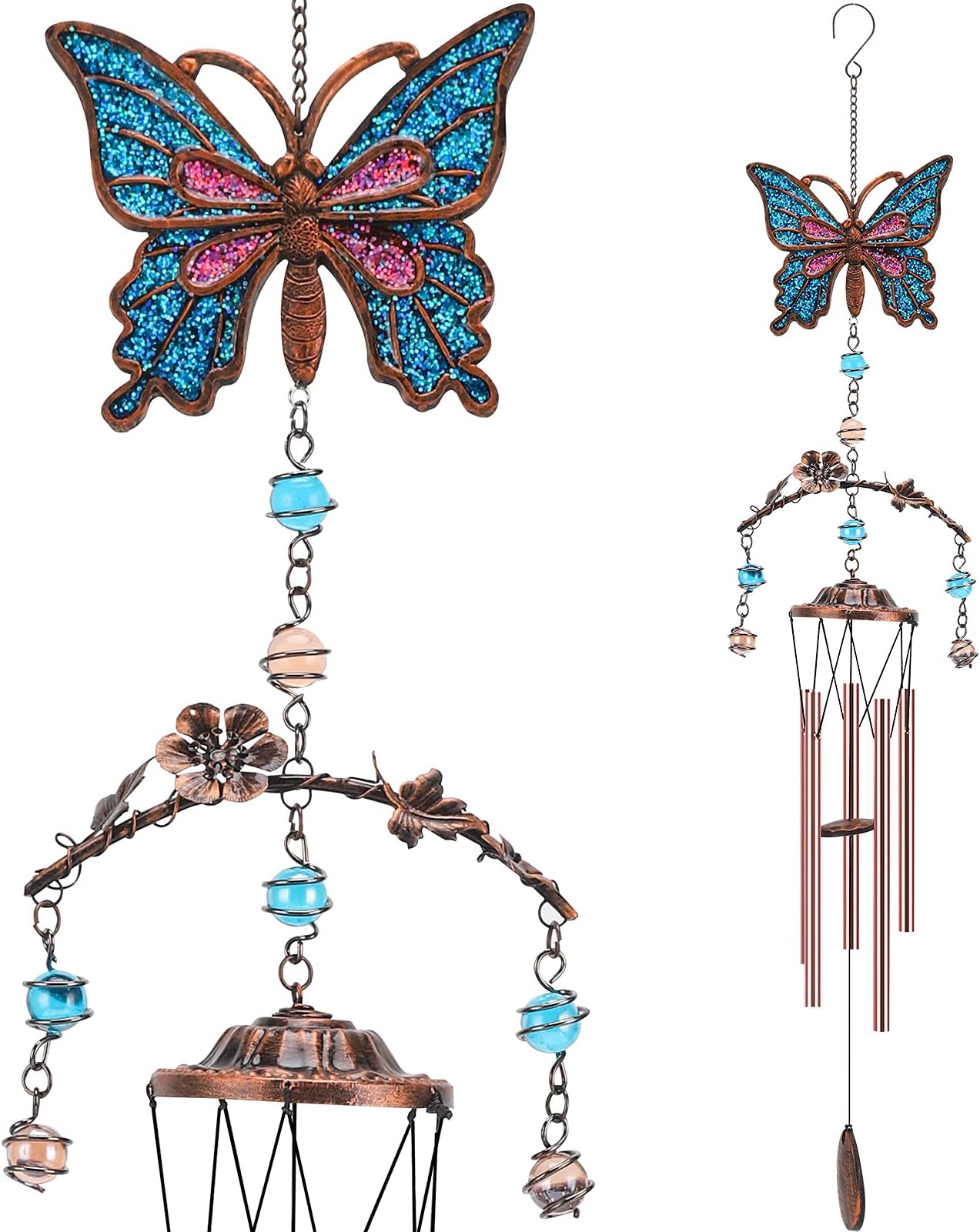 Amazon.com : PETAFLOP Butterfly Wind Chimes for Outside, 35 Inch Chime ...