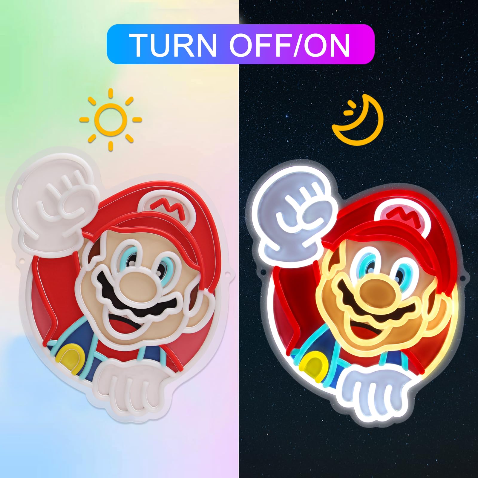 Mario Neon Sign 14in Mario Neon Light USB Powered Led Light Sign with ...