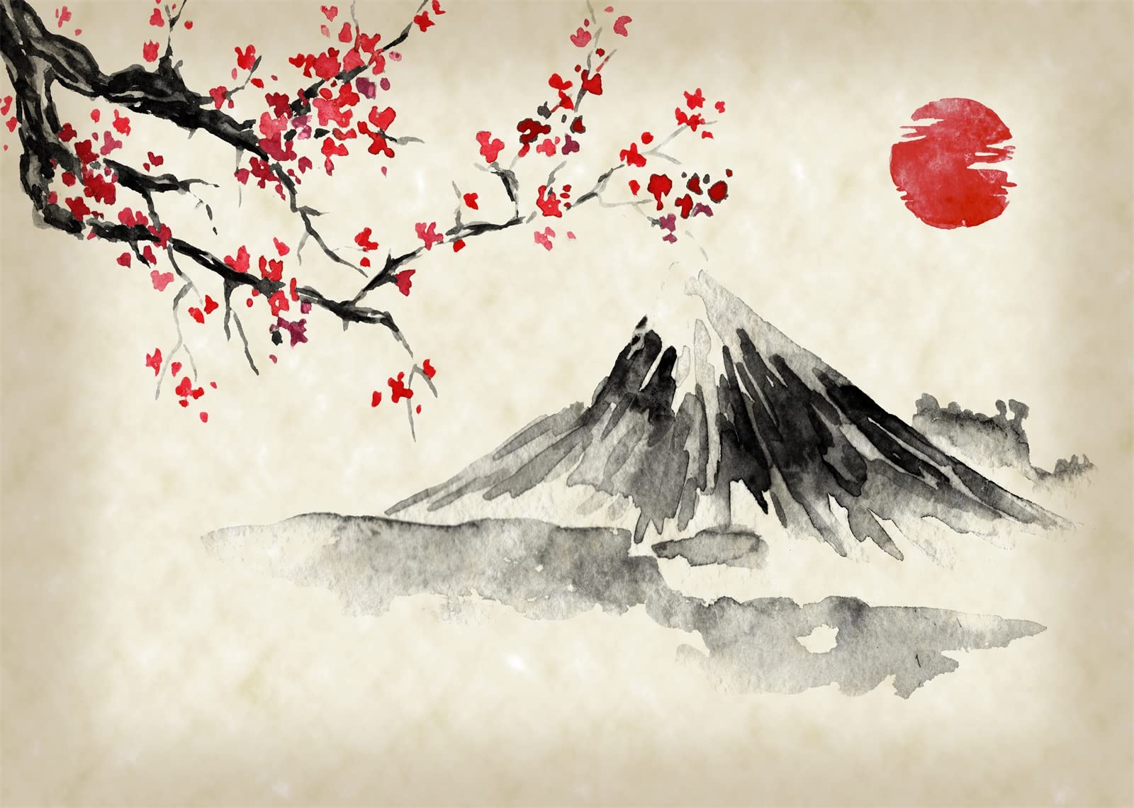 Red Japanese Cherry Blossom Wallpaper