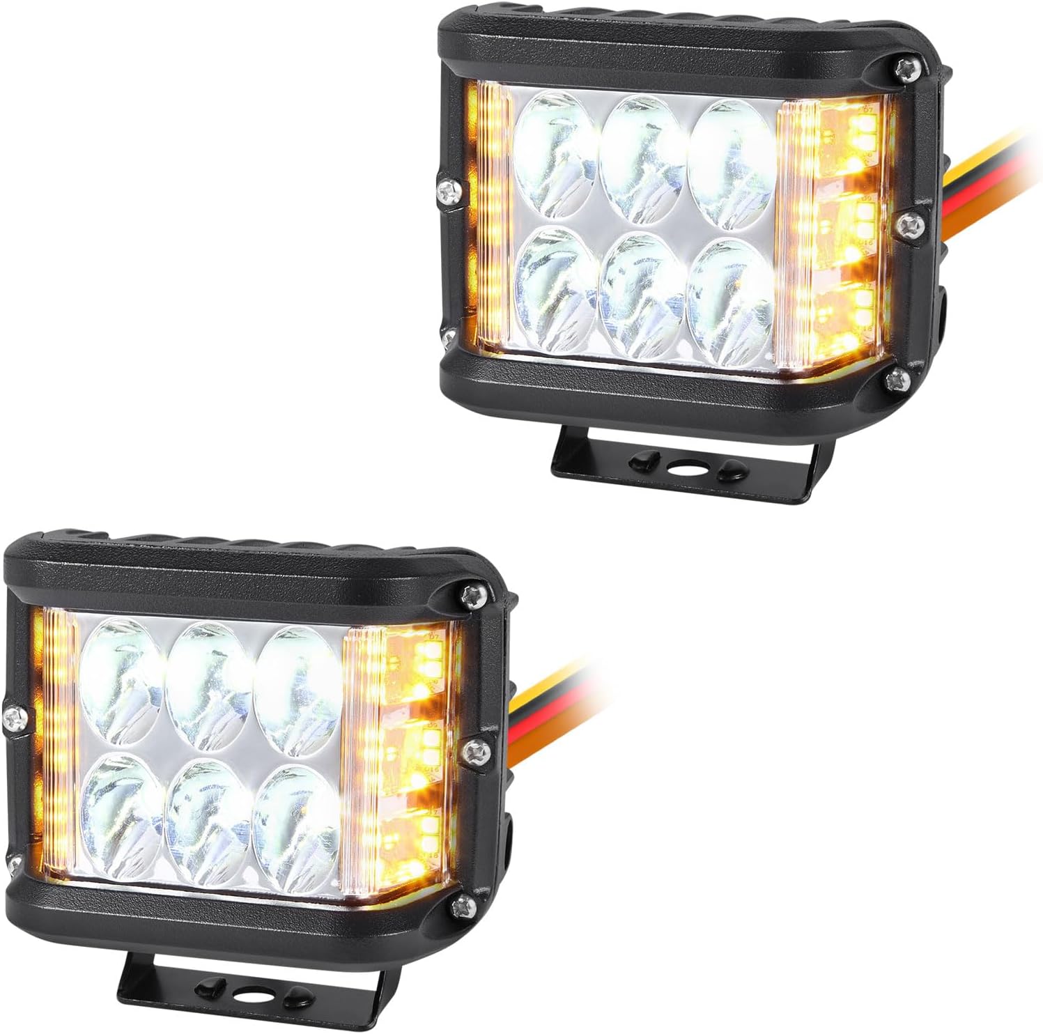 FIERYRED 4inch LED Light Bar- 4" Side Shooter LED Light Pods Tripe Row ...