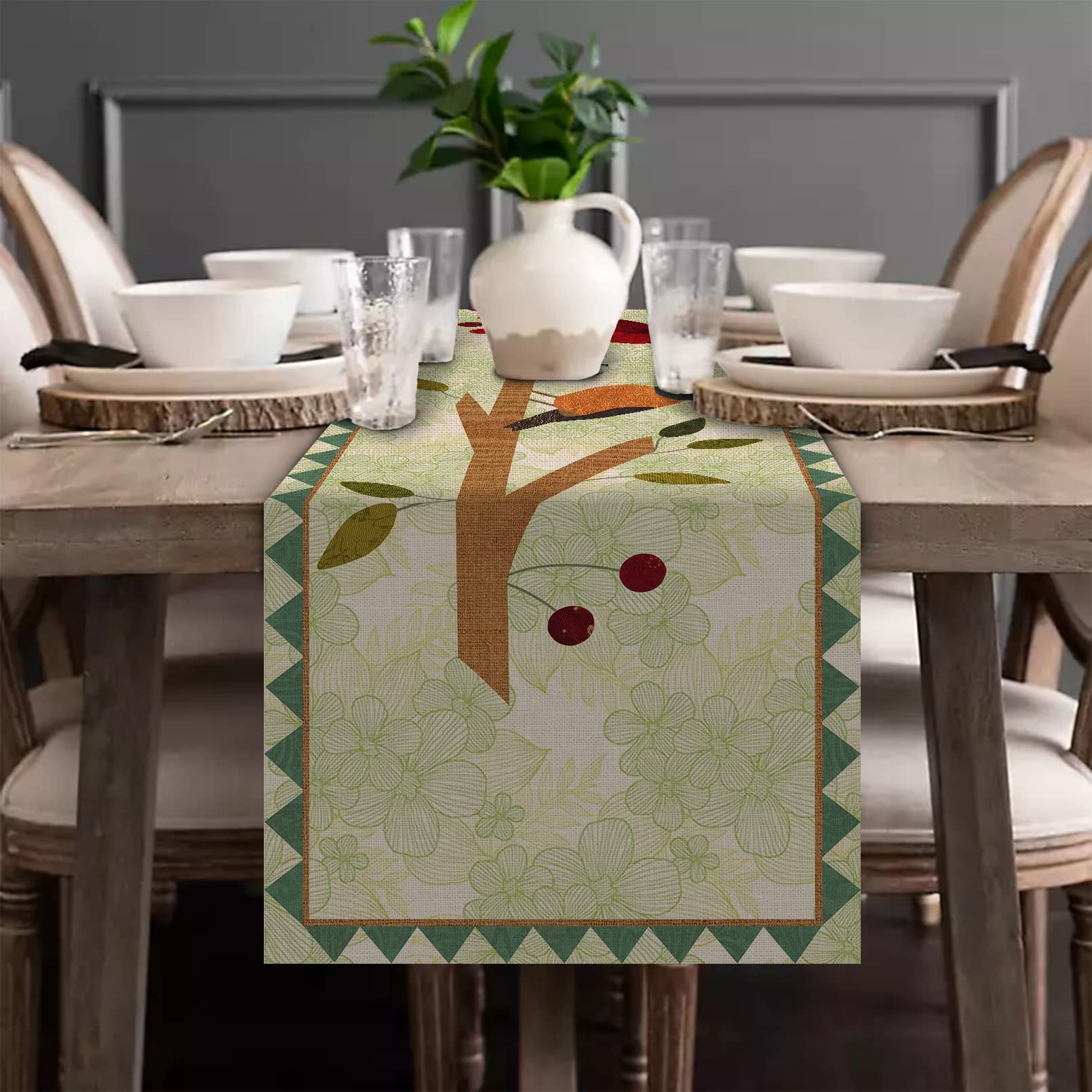 925 storeSeliem Summer Cardinals Birds Table Runner, Branches Kitchen ...