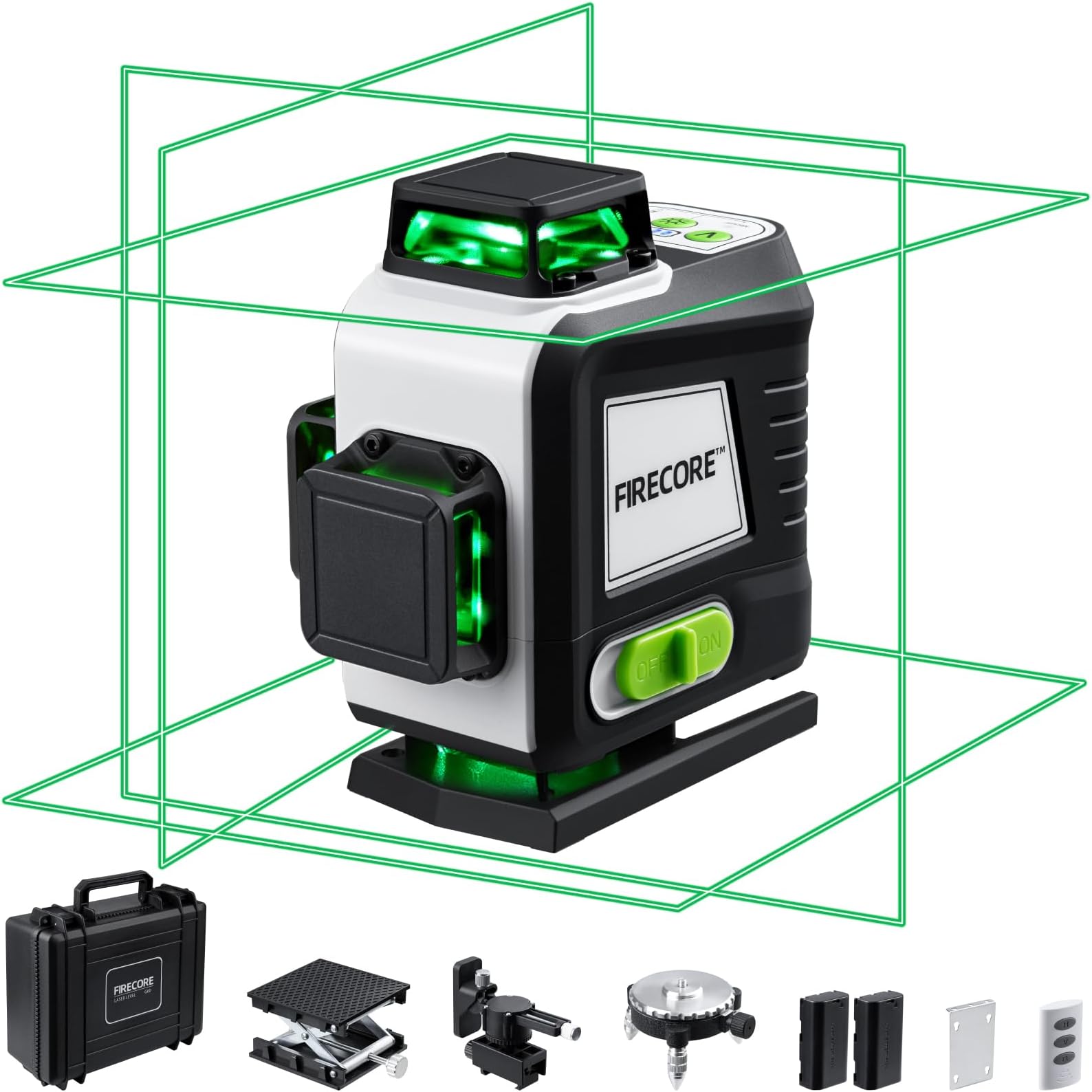 Firecore Niveau Laser, Laser Chantier 4 × 360° auto-nivelant avec 2 ...