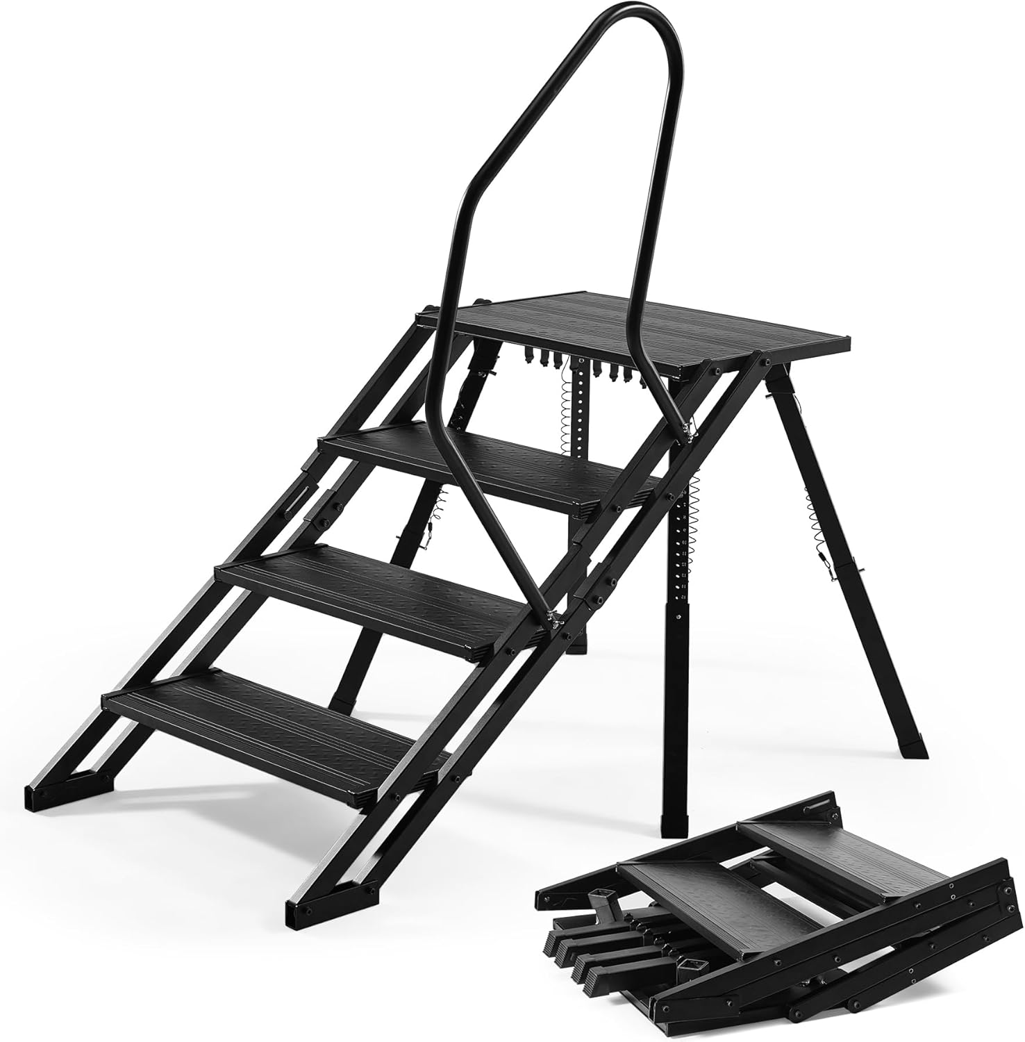 Amazon.com: RV Steps with Handrail, Adjustable Height Aluminum Folding ...