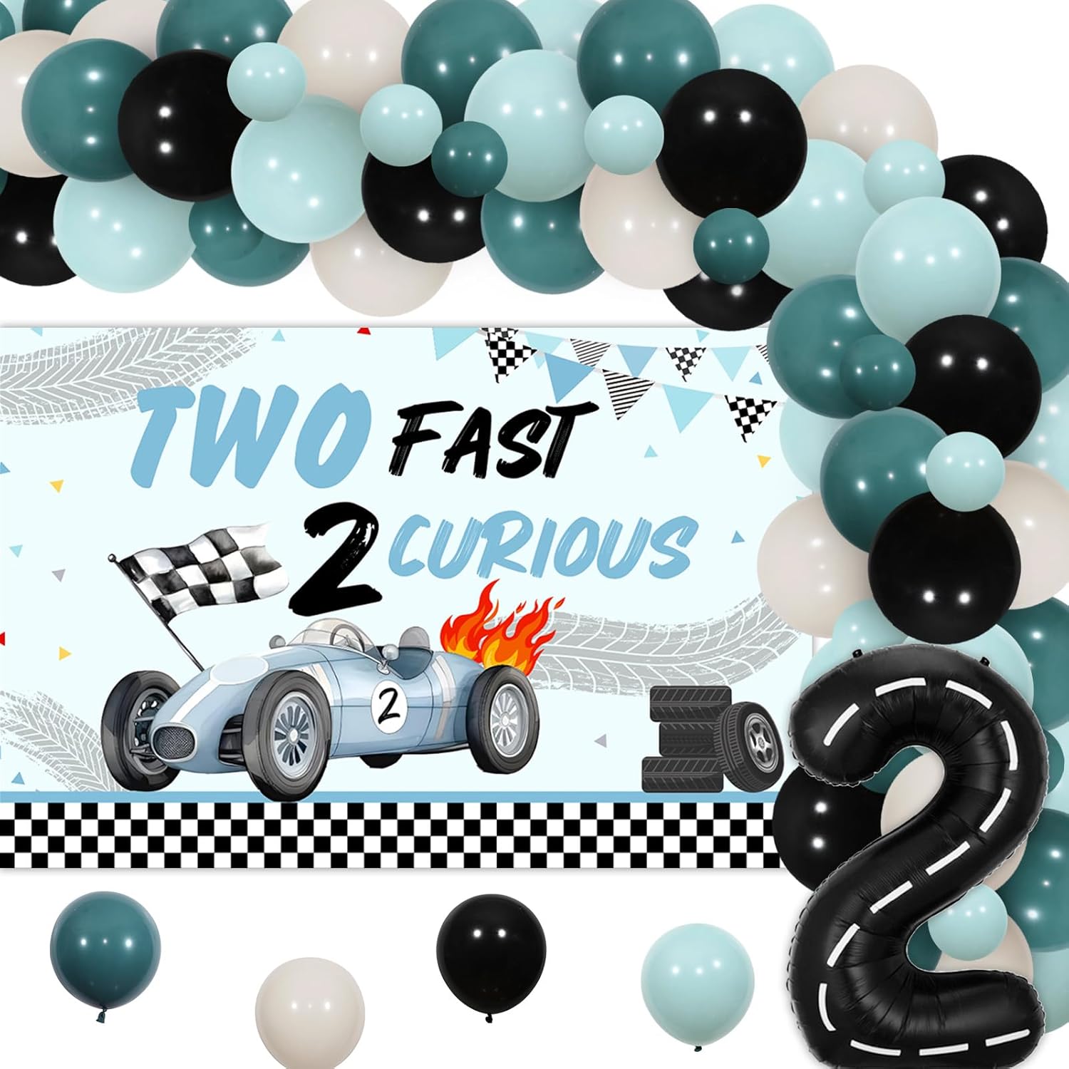Amazon.com: kreat4joy Two Fast Two Curious Birthday Decorations Boy ...