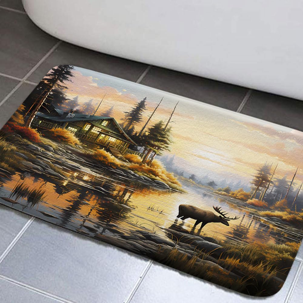 Amazon.com: Viajar Rustic Deer Bathroom Rugs, Elk Moose Country Hunting ...