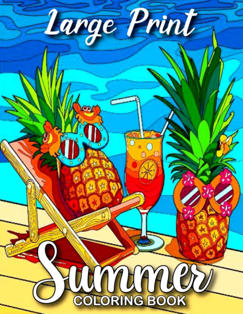 Large Print summer coloring Book: Large Print Summer Adult Coloring ...