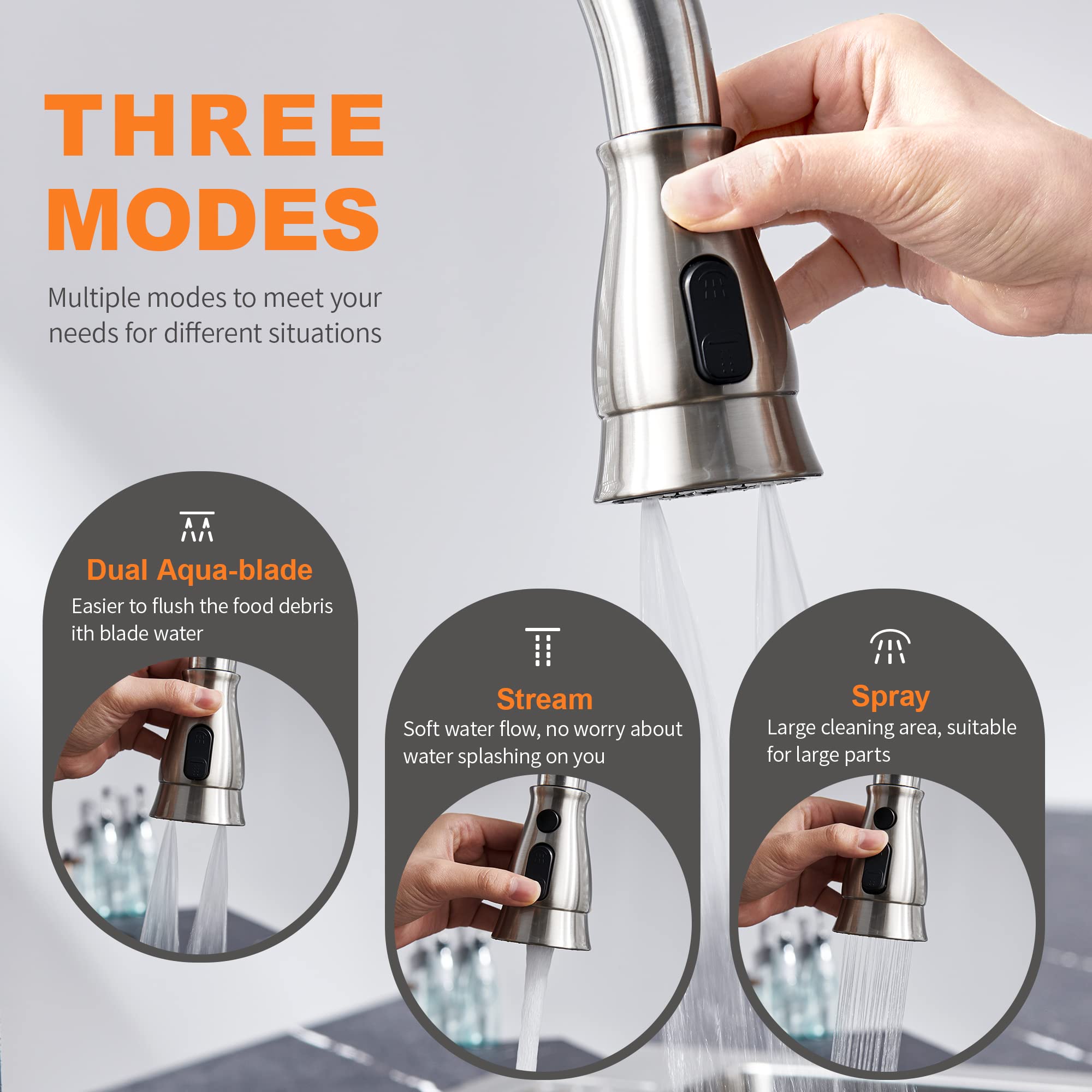 Nickel Kitchen Faucet Sprayer Universal Kitchen Side Spray In Brushed