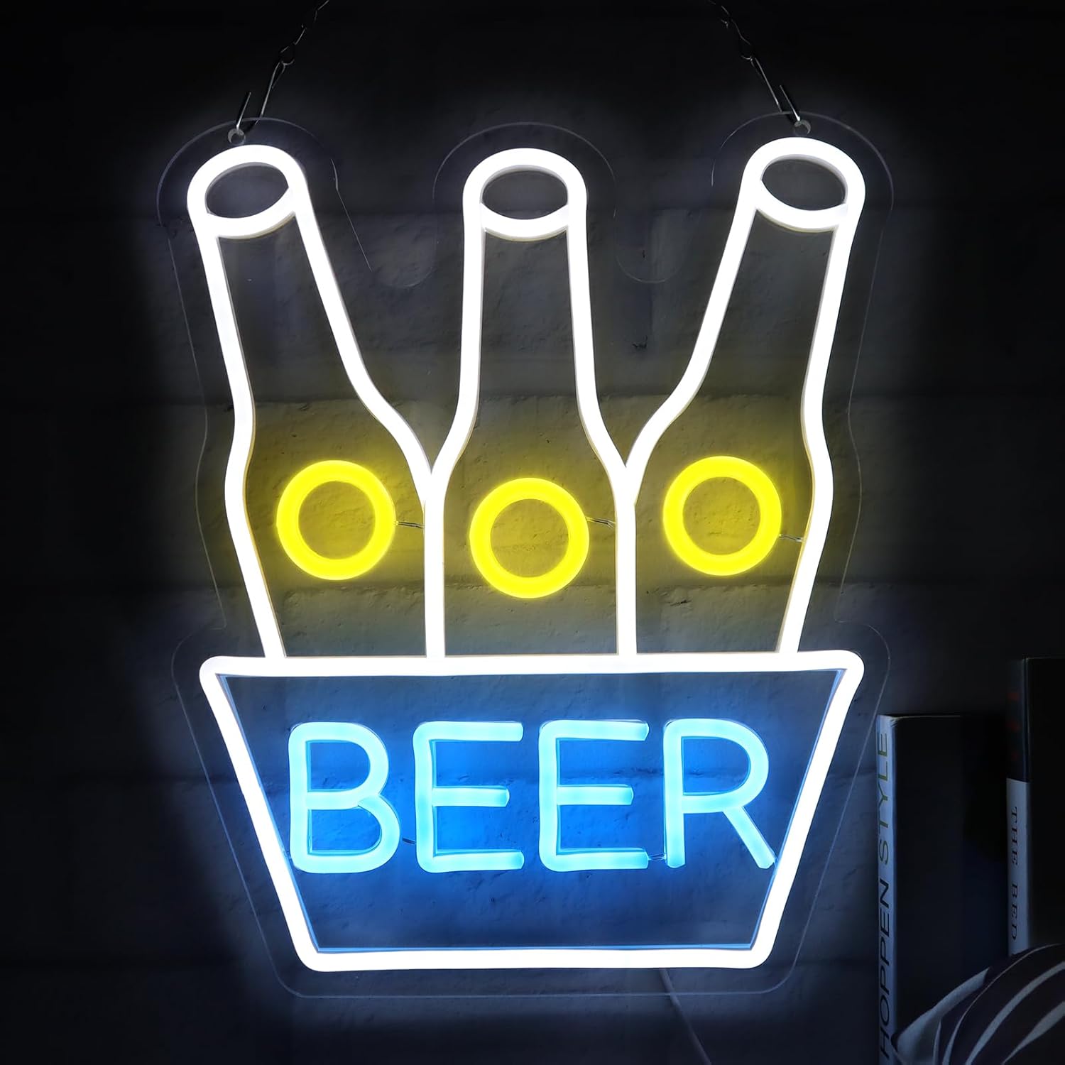 Pugna Beer Neon Sign LED Neon Beer Bar Signs for Man Cave，Beer Logo for ...