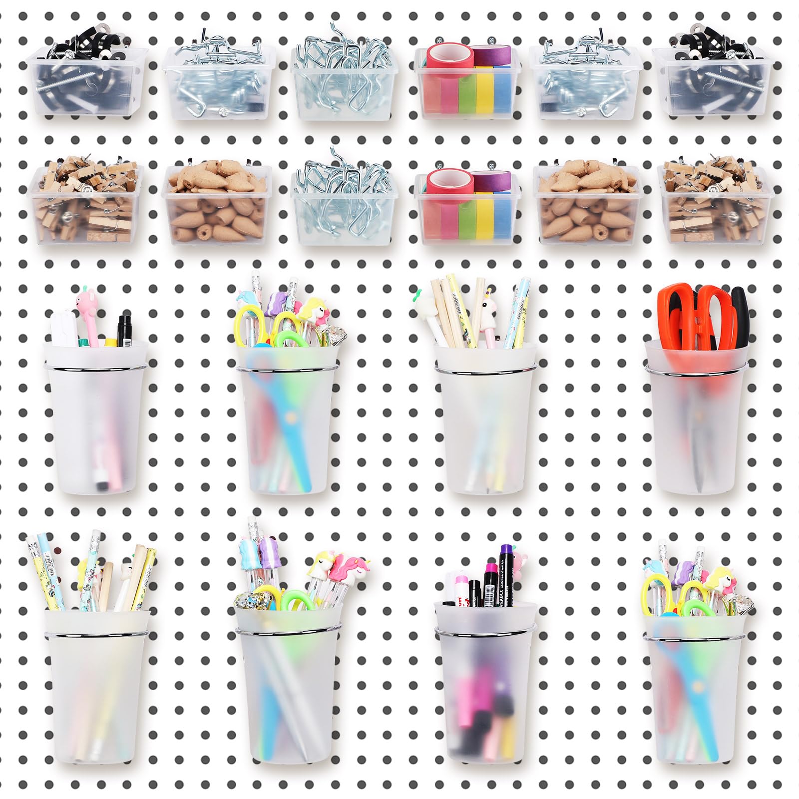 Amazon.com: Sliner 20 Pcs Pegboard Organizer Kit Pegboard Bins Pegboard ...