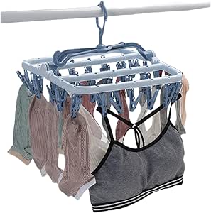 Trrcylp Clothes Drying Racks Collapsible Clip Hangers Plastic with 32 ...