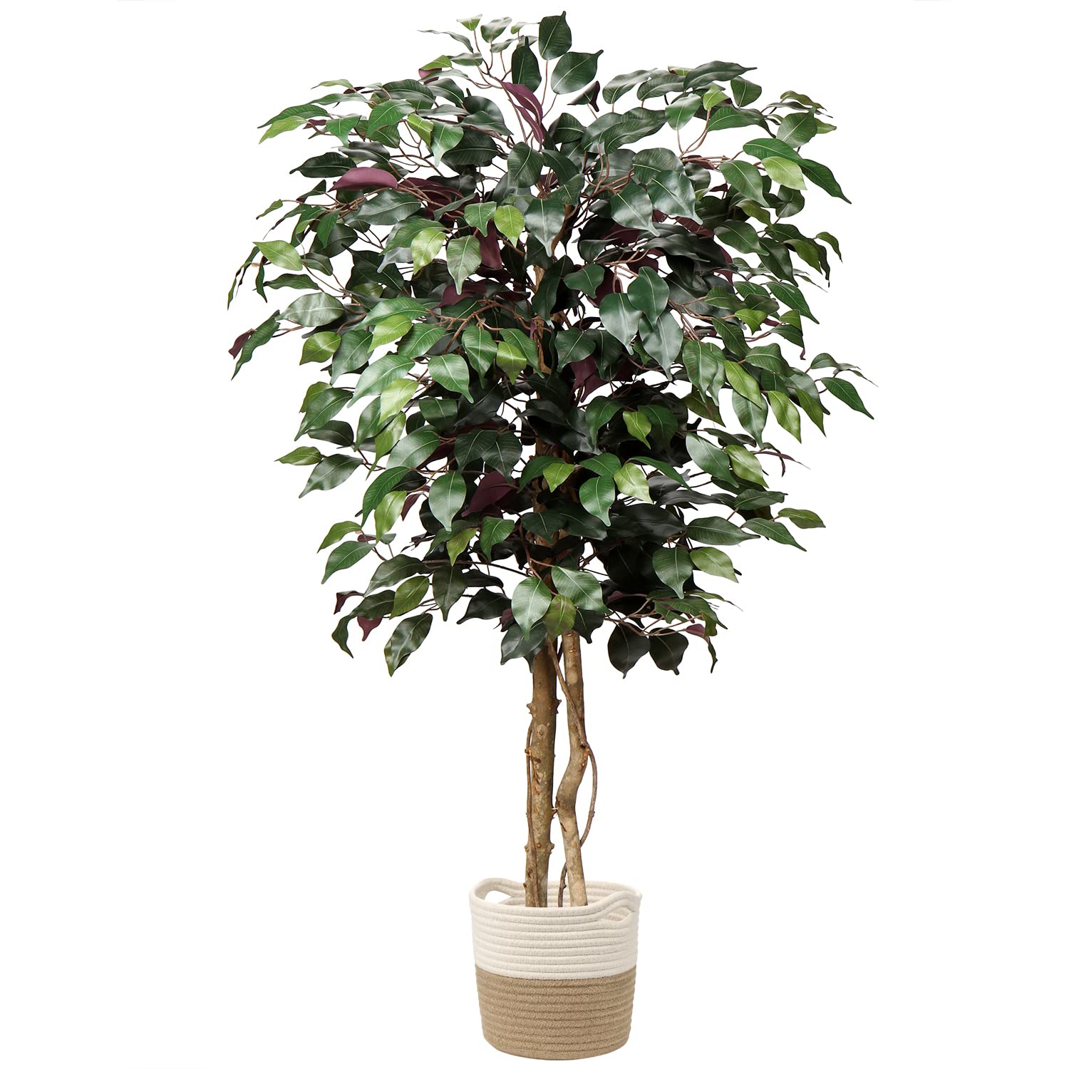 Amazon.com: plant Artificial Ficus Tree 4ft in Cotton Pot Fake Silk ...
