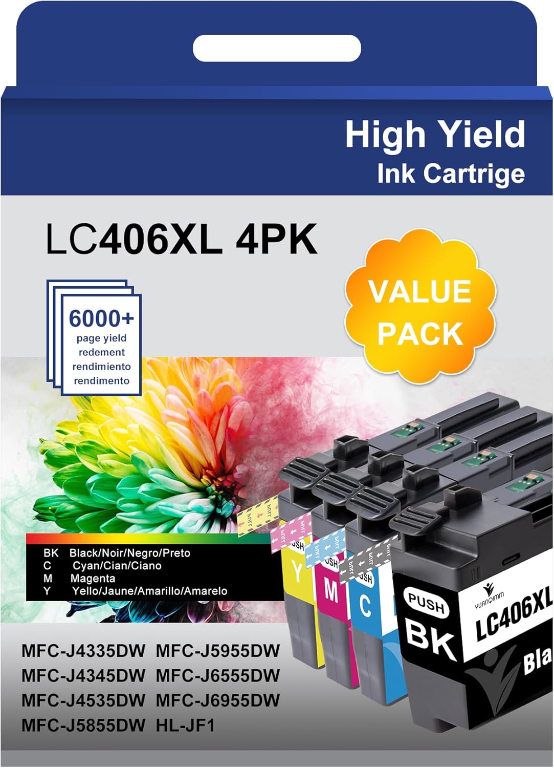 Amazon.com: LC406XL Ink Cartridges 6000 Pages High-Yield Remanufactured ...
