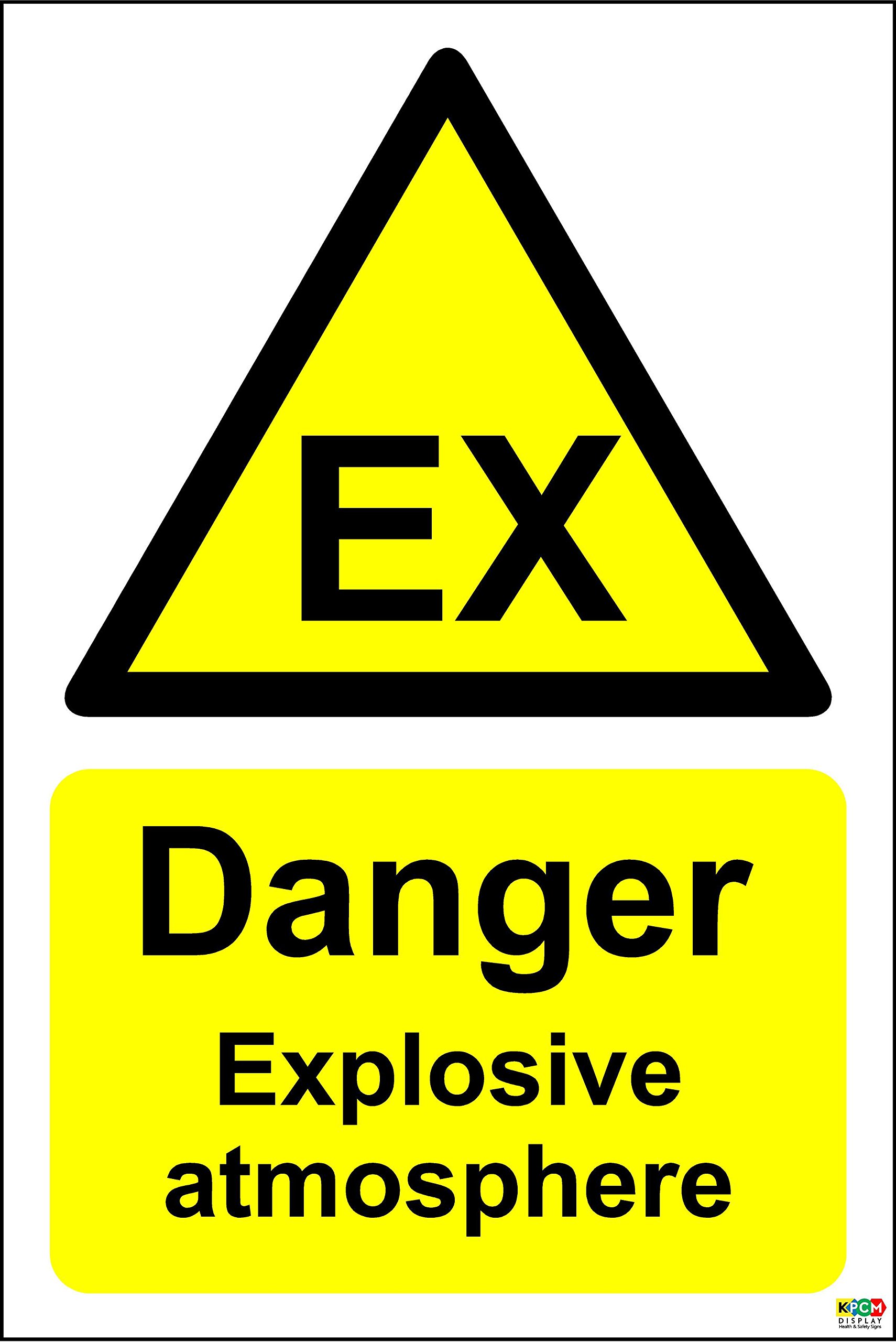 Warning Danger explosive atmosphere safety sign - 1.2mm rigid plastic ...