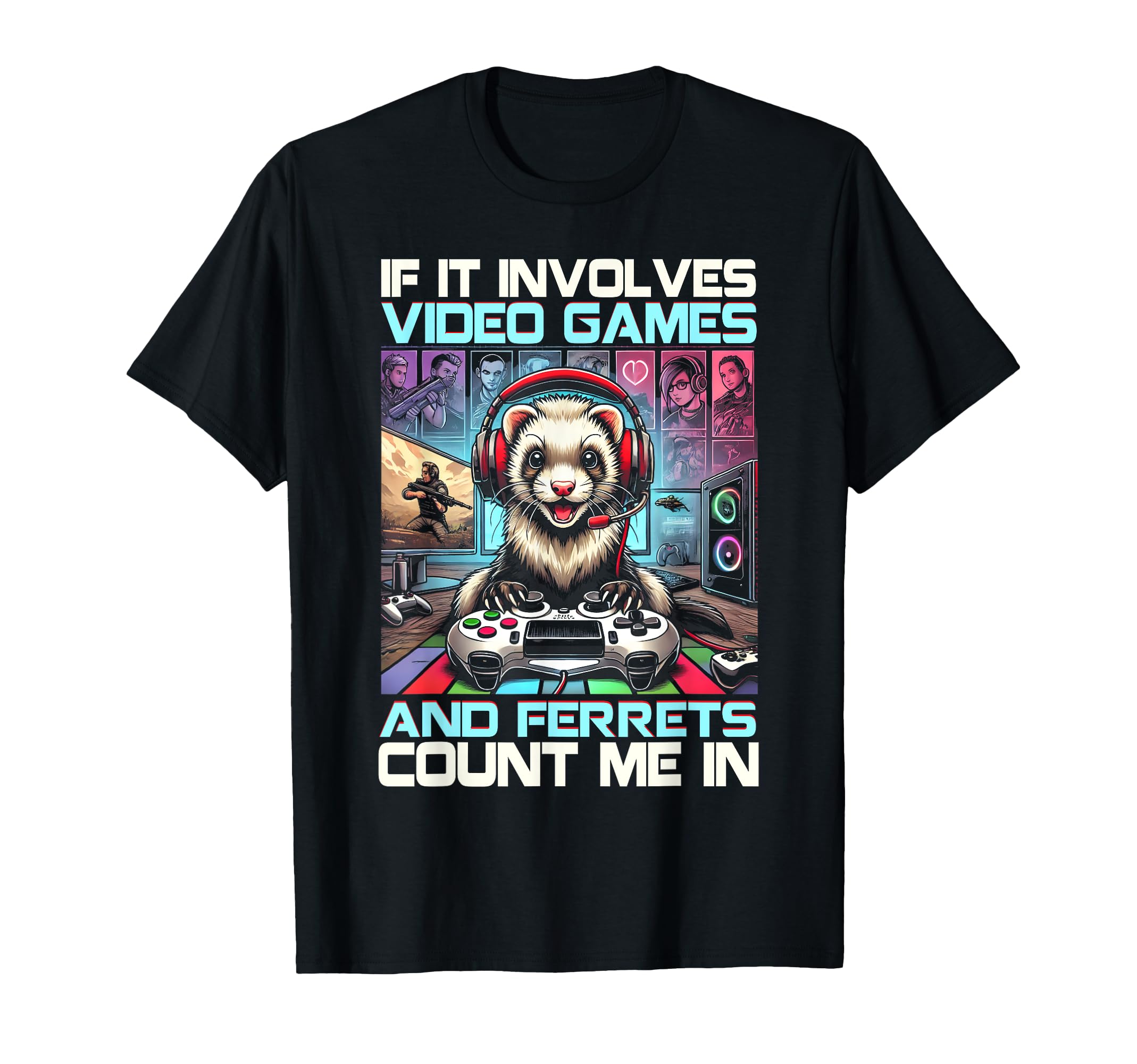 Amazon.com: Video Games Gamer Gaming Ferret T-Shirt : Clothing, Shoes ...