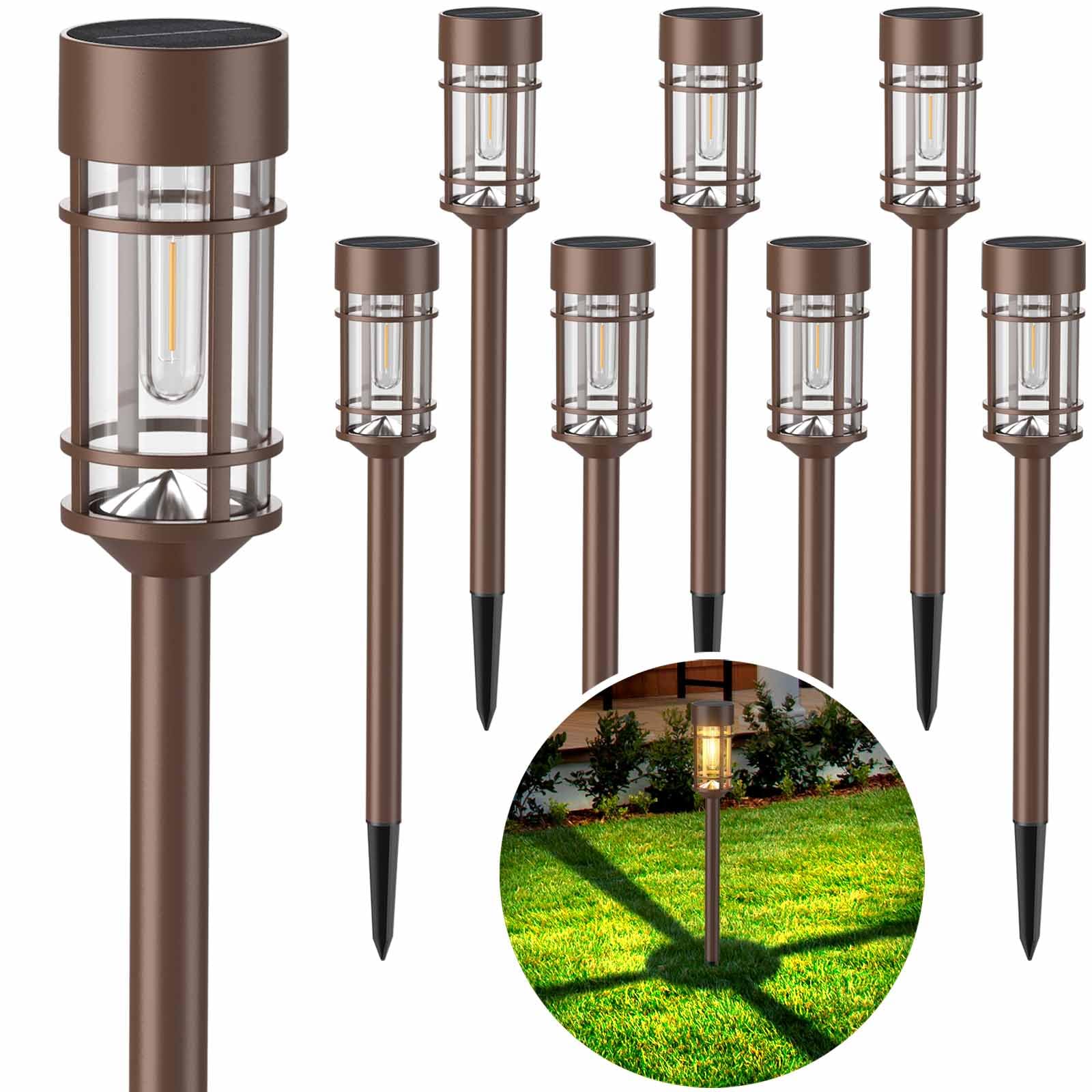 Snapklik.com : Metal Solar Pathway Lights Outdoor, 8 Pack Waterproof ...