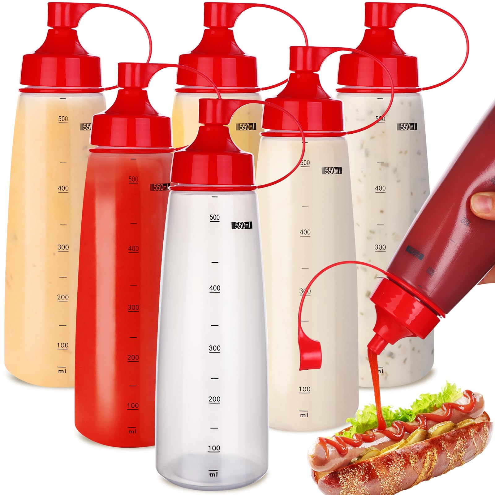6 Pcs Wide Mouth Condiment Bottle 19 oz Plastic Condiment Squeeze ...