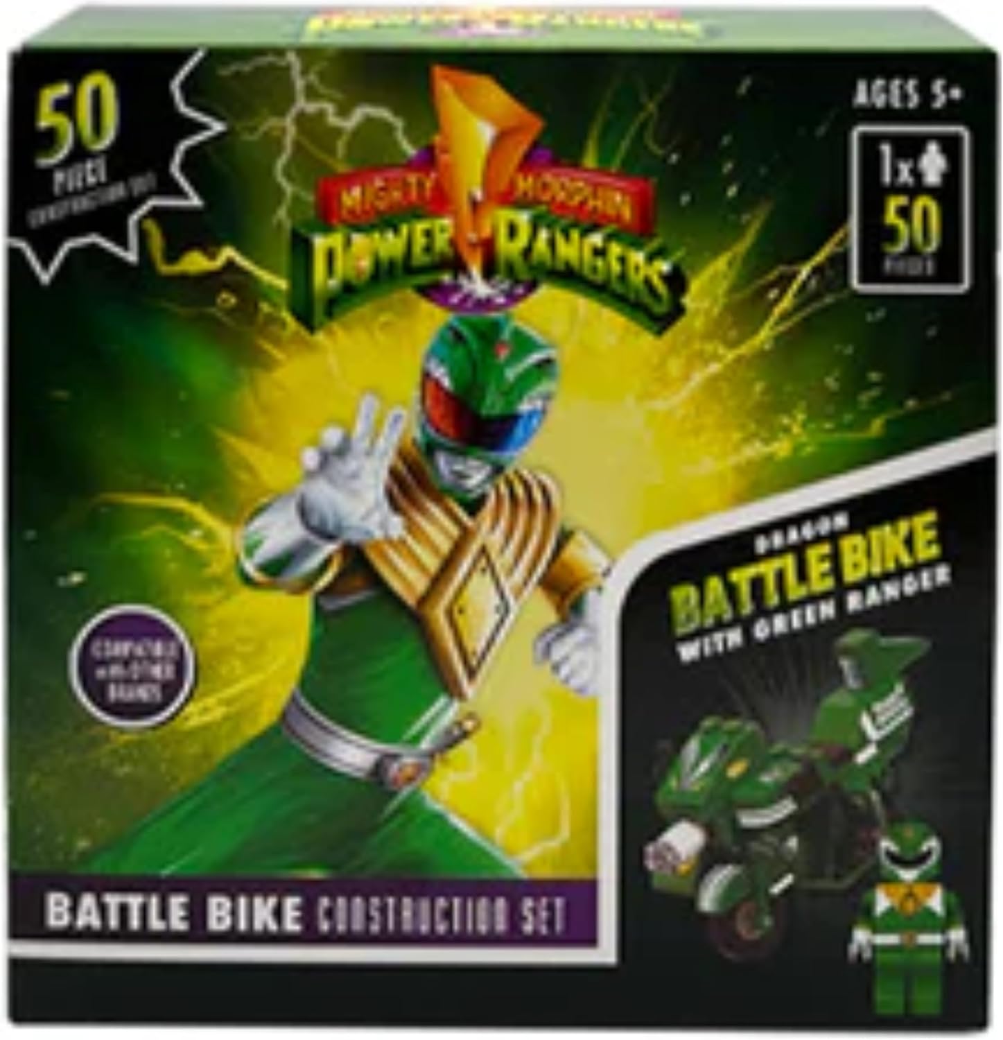 Amazon.com: Power Rangers Hasbro Mighty Morphin 50 Piece Battle Bike ...