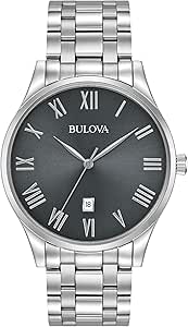 Bulova Men's Classic Stainless Steel 3-Hand Date Calendar Quartz Watch ...
