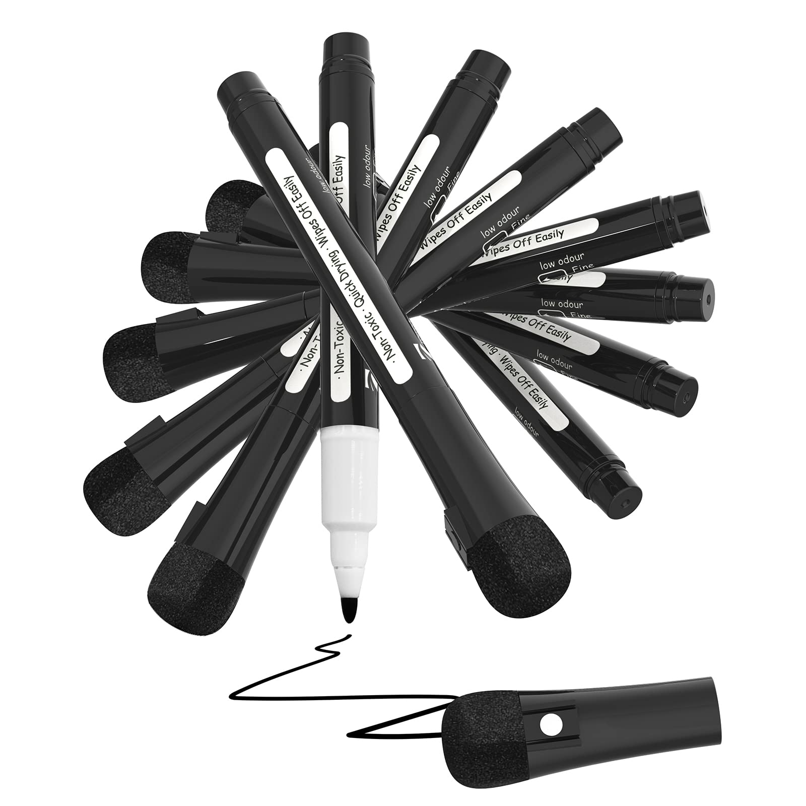 Snapklik.com : Black Fine Point Dry Erase Markers, 8 Count, Whiteboard ...