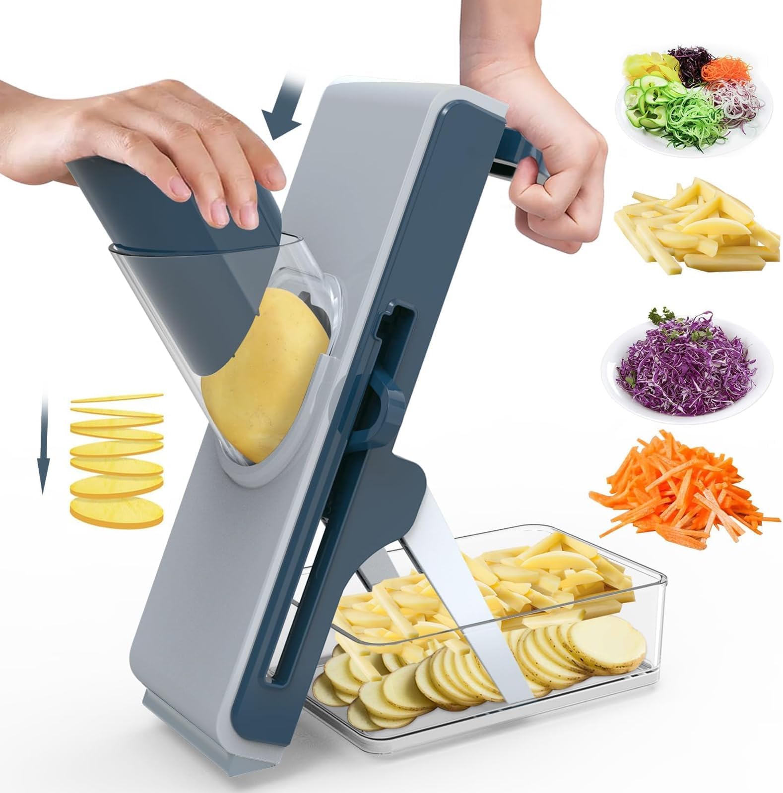 Amazon.com: Safe Mandoline Food Slicer for Kitchen - 5in1 ...