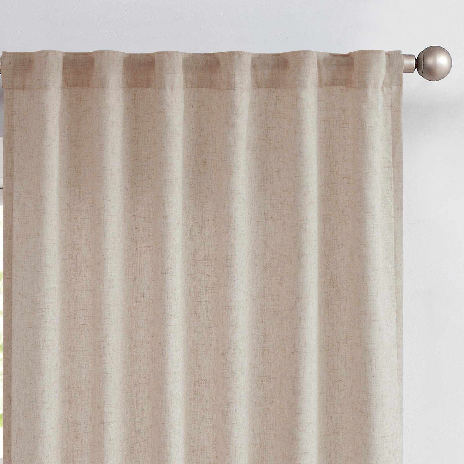 jinchan Full Blackout Curtains for Bedroom 90 Inches Long Linen ...