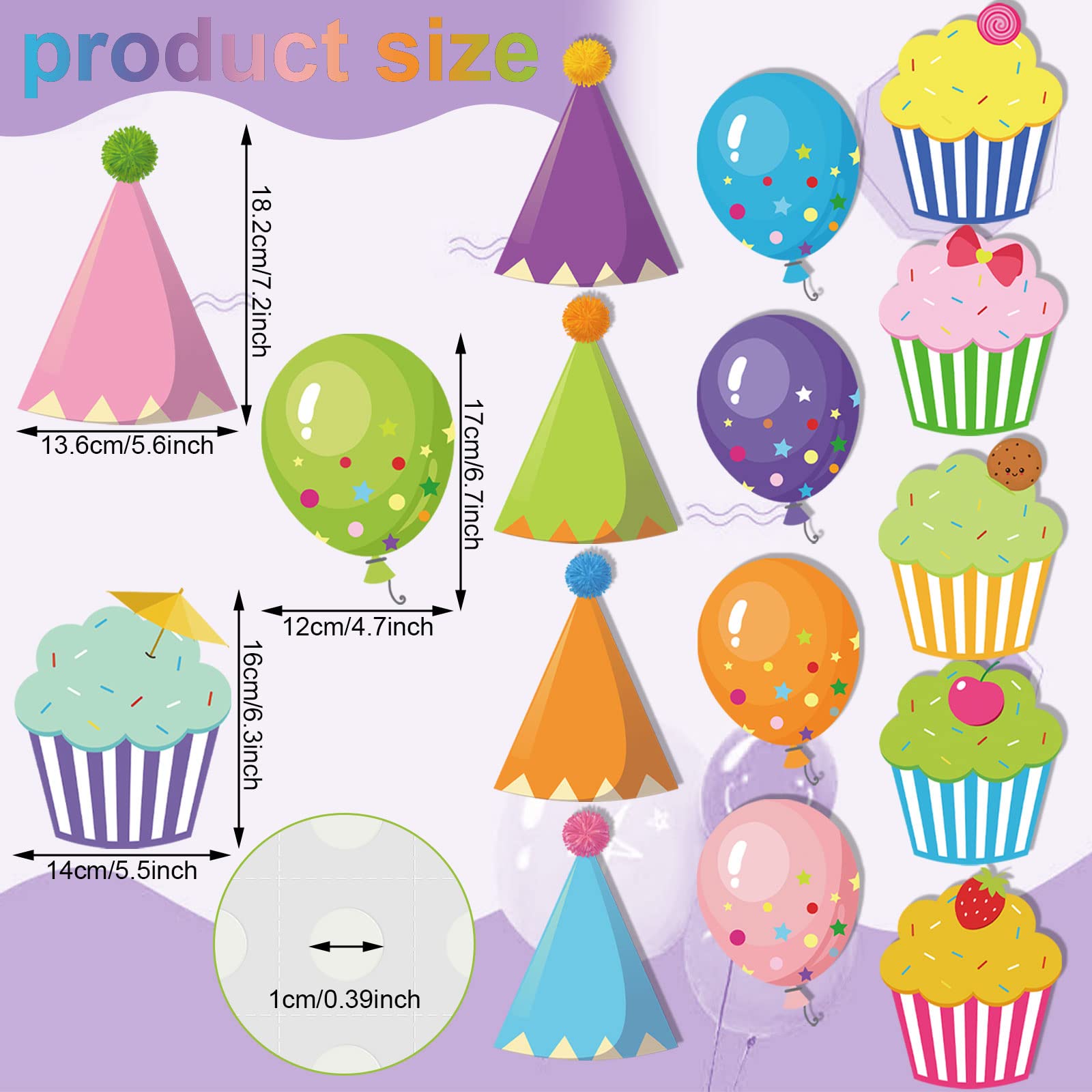 Snapklik.com : Yexiya 60 Pieces Colorful Cupcake Cutouts Birthday ...