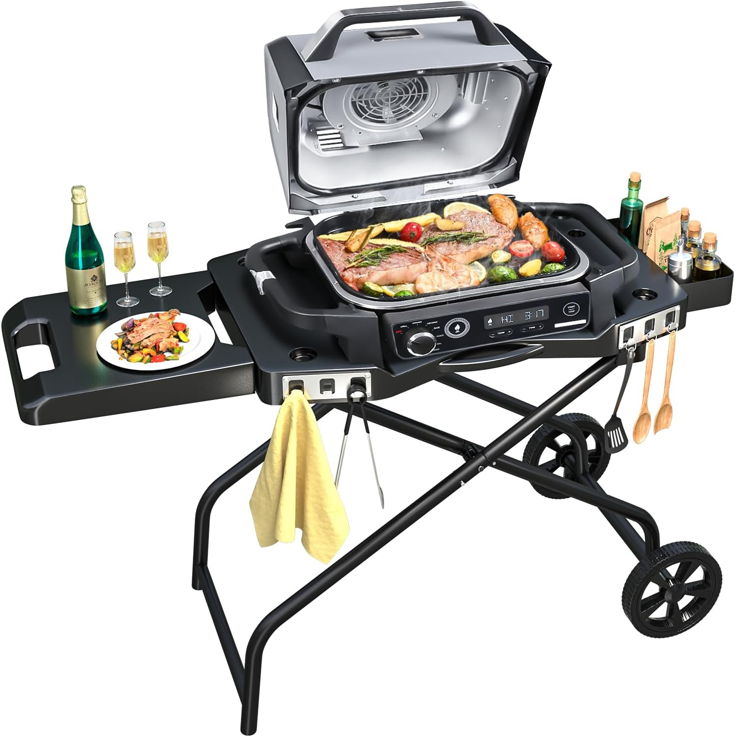 Amazon.com: EasiBBQ Portable Grill Cart and Cover with 5017 Wind Screen ...