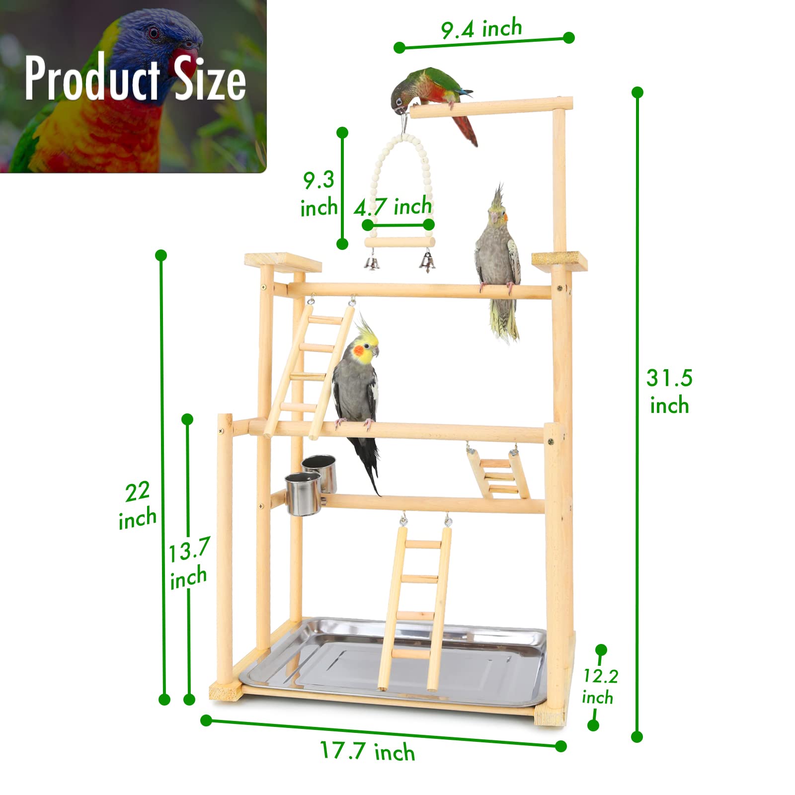 Snapklik.com : Kweetle Pet Parrot Playstand, 3 Layers Bird Play Stand ...