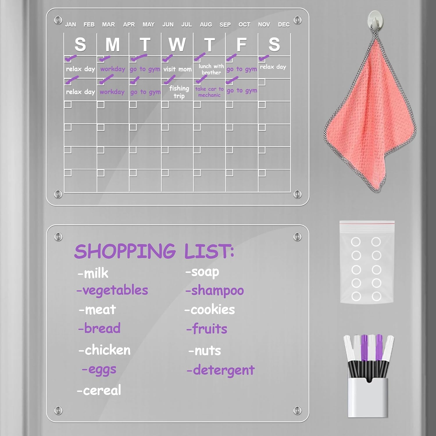 Amazon.com : VUSEONE Acrylic Magnetic Calendar for Refrigerator Clear ...