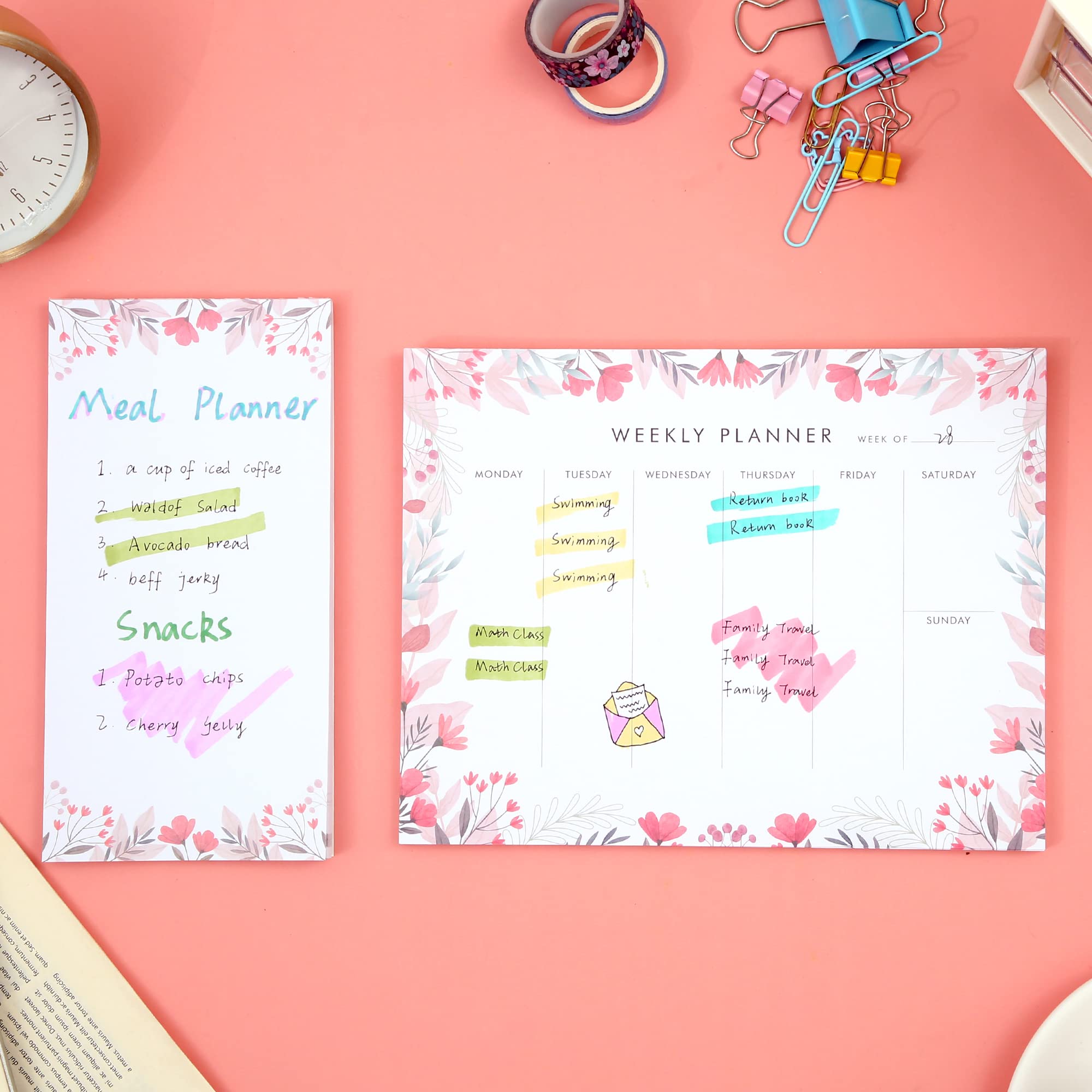 Snapklik.com : Weekly Planner Notepad Cute Set Of 2 Undated Weekly ...