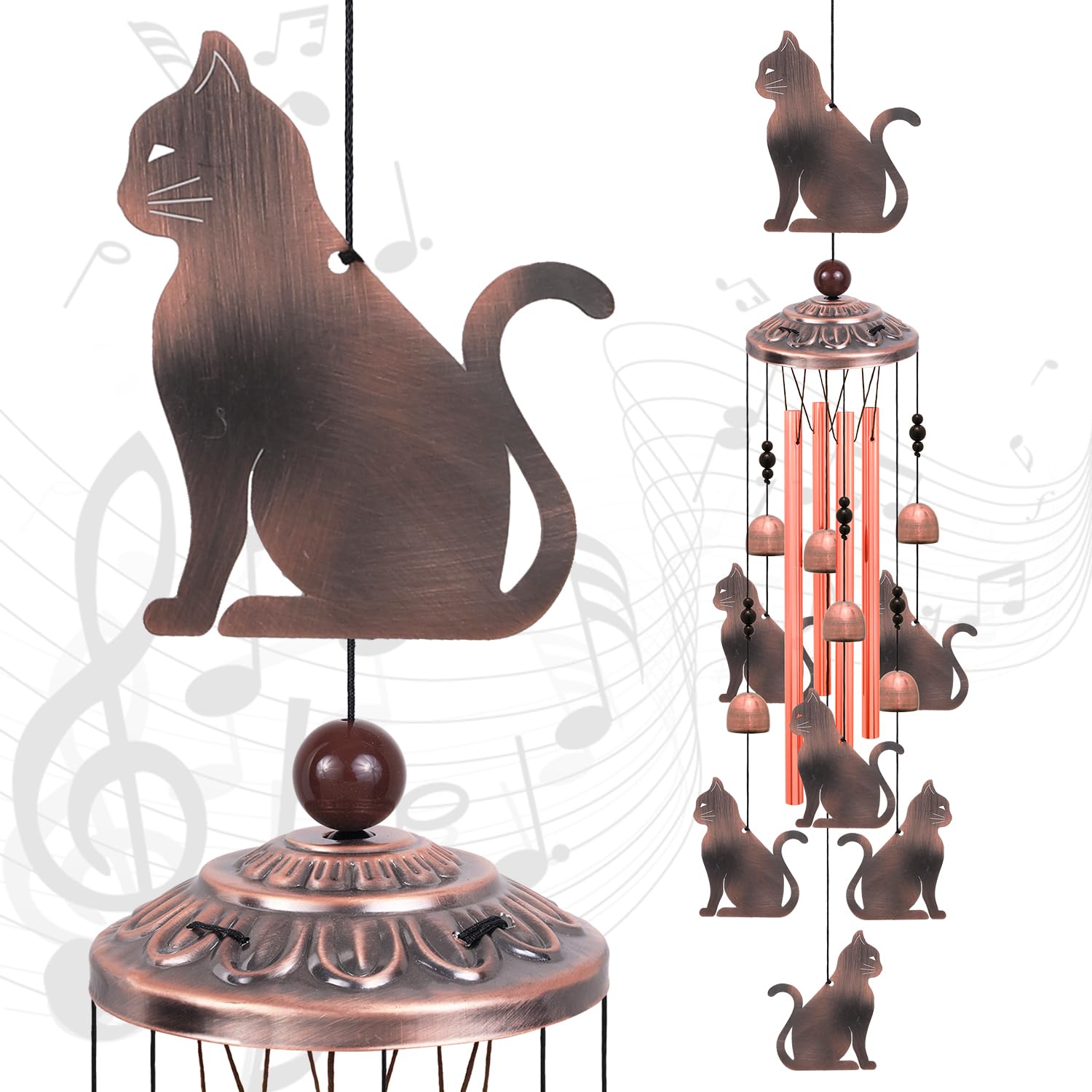 Amazon.com : Cat Wind Chimes Decor, Gifts for Mom, Home, Garden ...