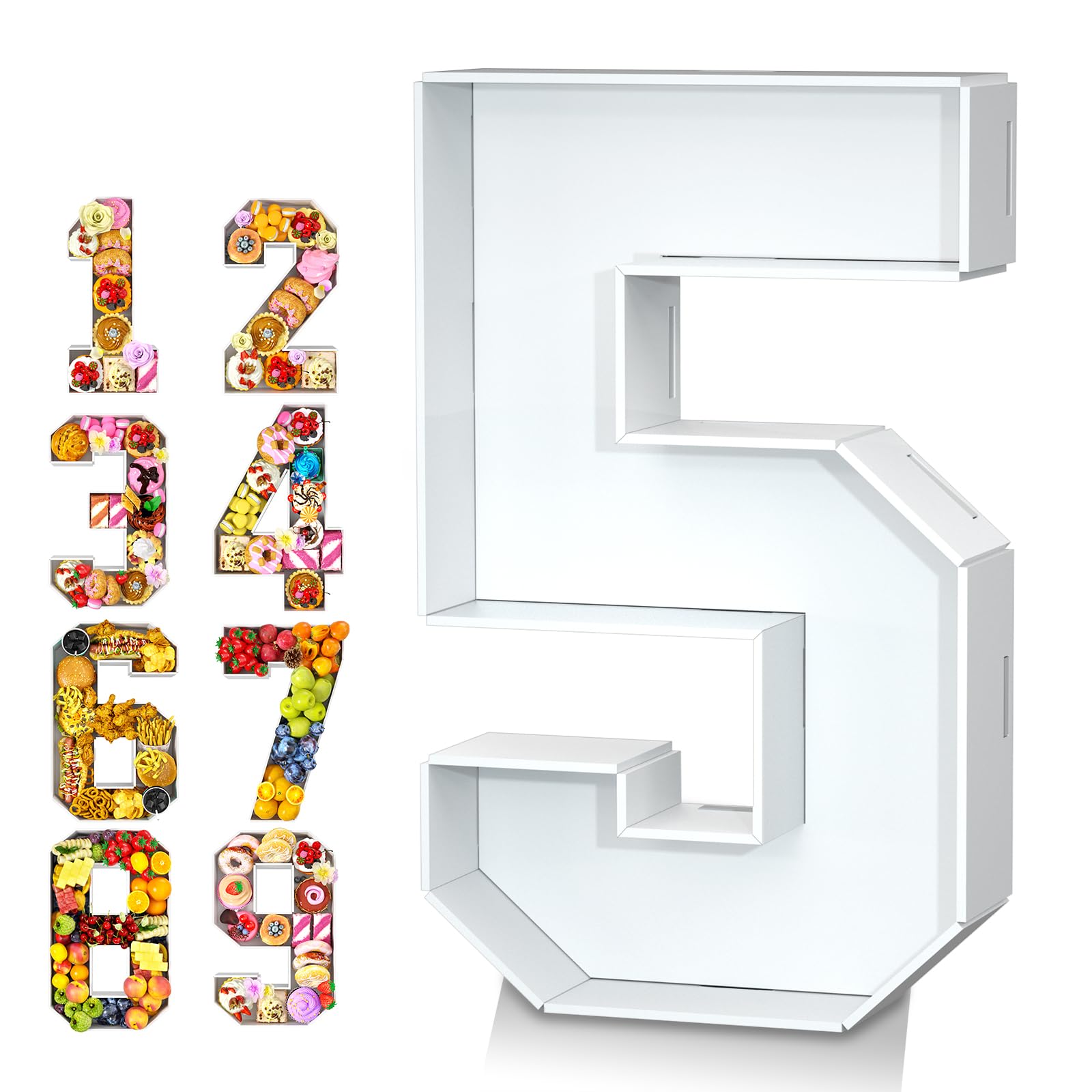 Amazon.com: Paready 13.78'' Fillable Cardboard Number 5, Tray ...