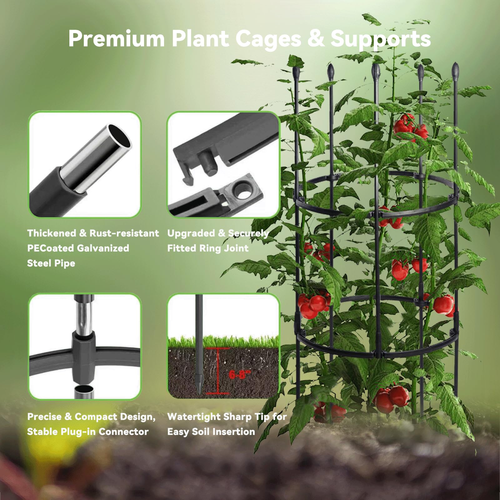 Snapklik.com : 3 Pack Tomato Cage, 47"" Plant Stakes Tomato Cages Plant ...