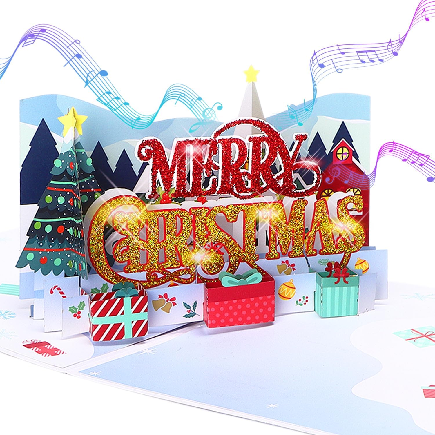 Amazon.com : Faccito 2 Pcs Pop up Christmas Cards with Light and Music ...