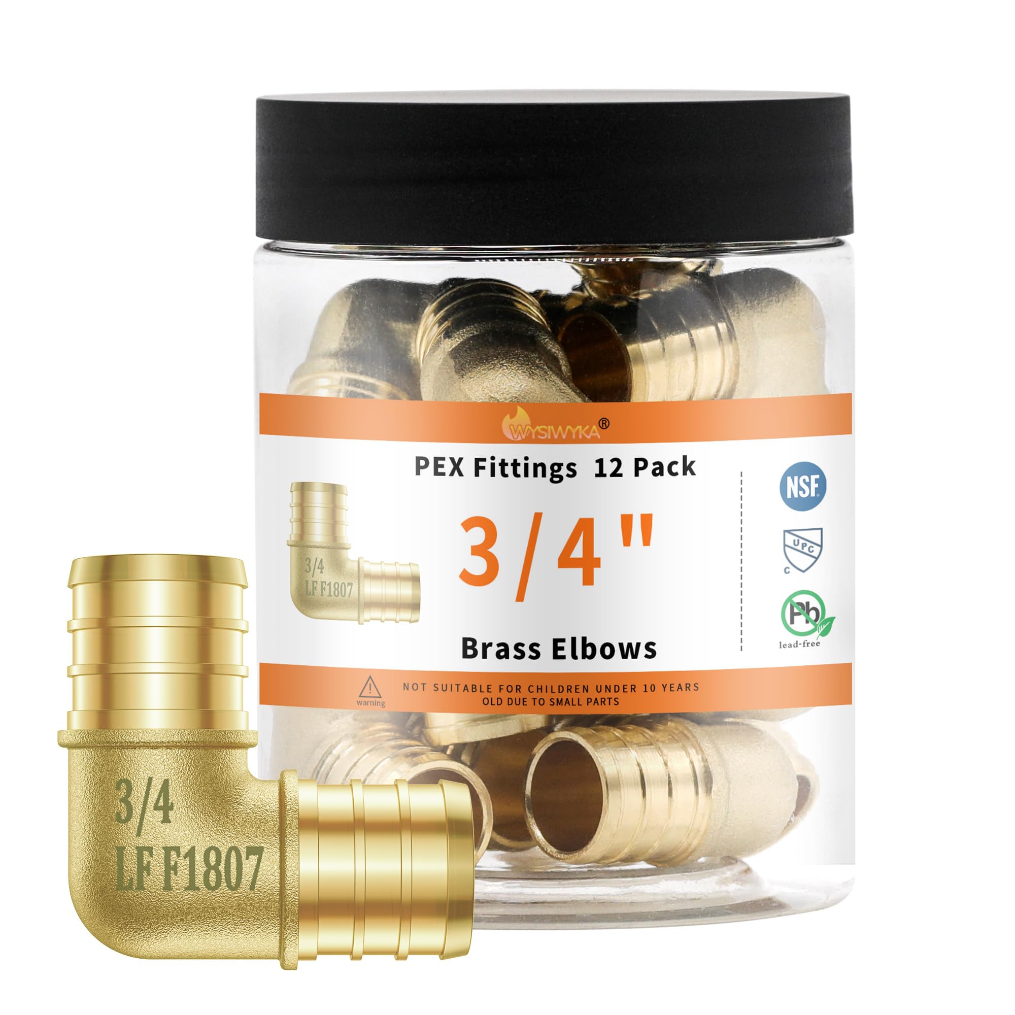 Amazon.com: WYSIWYKA Pex Fittings 3/4 Inch, 12 PCS 3/4" Pex 90 Degree ...