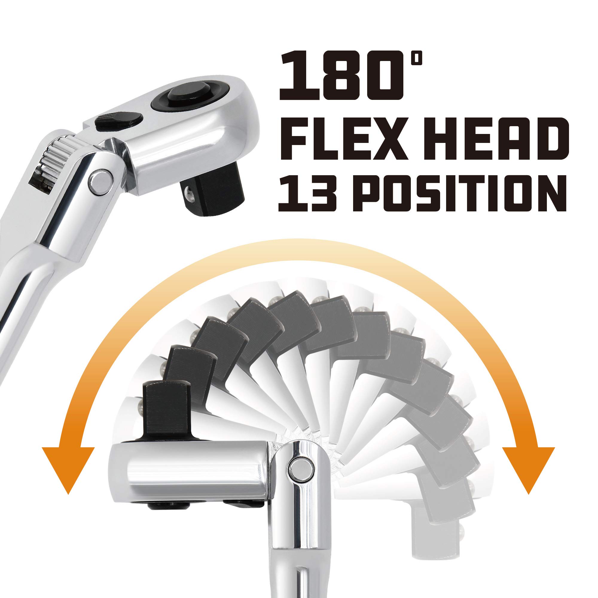 Snapklik.com : Powerbuilt Pro Tech 1/2" Dr. 13" Long Reach Flex-Head ...